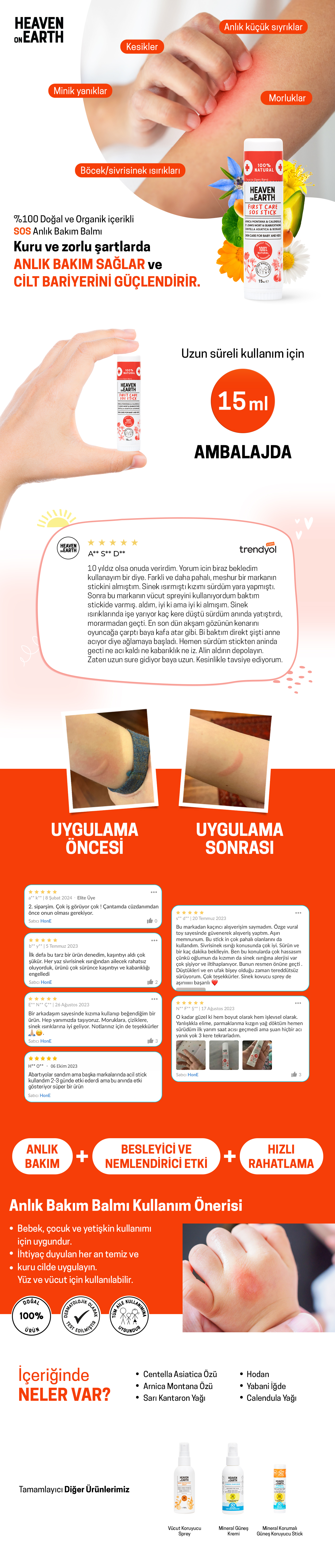 Heaven on Earth First Care Sos Stick 15 ml X2 %100 Doğal Organik ...