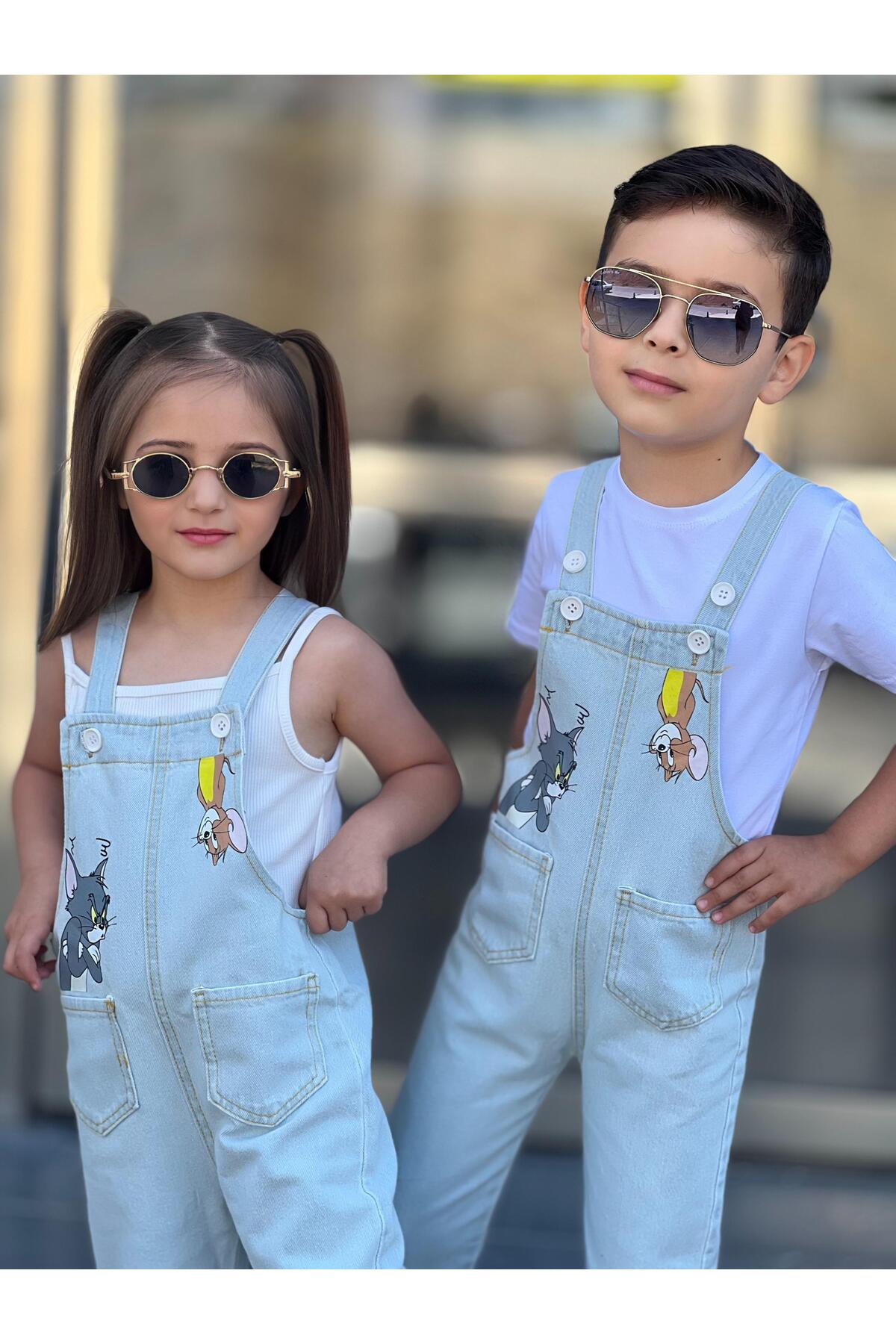 yns coolstar Tom And Jerry unisex cotton jeans Salopet jumpsuit- Trendyol