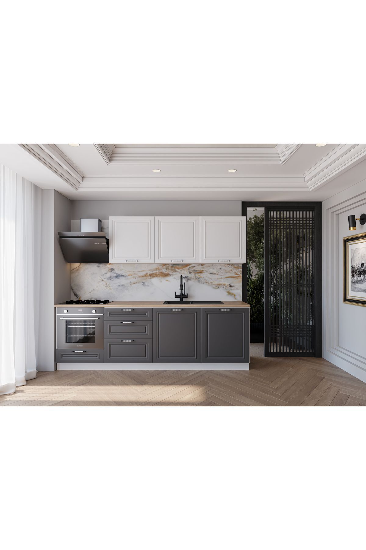 visasconcept 240 Cm Mdf Gövde Mebran Kapak Üç Çekmeceli Suzan Hazır ...