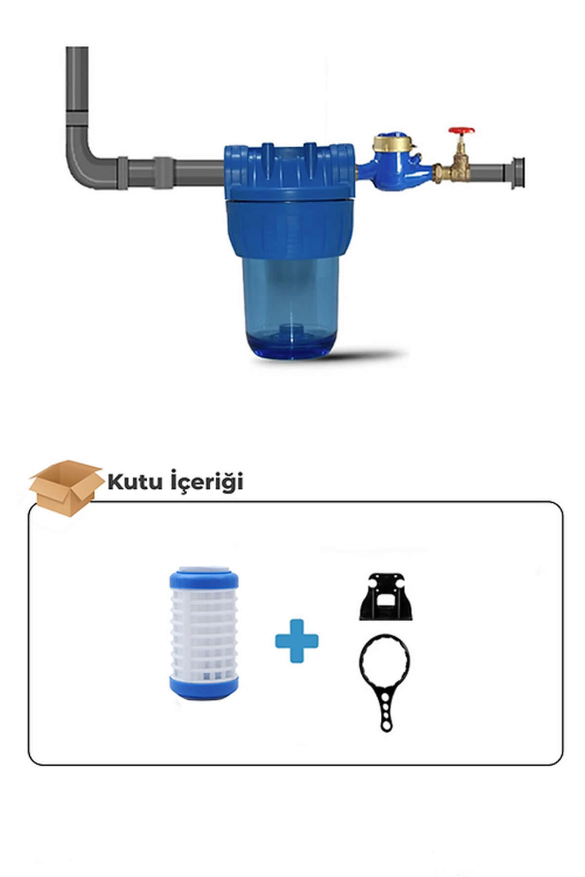 Aquafer 5 Inç Yıkanabilir Ekonomik Su Arıtma Filtresi (1/2 Inç Girişli ...