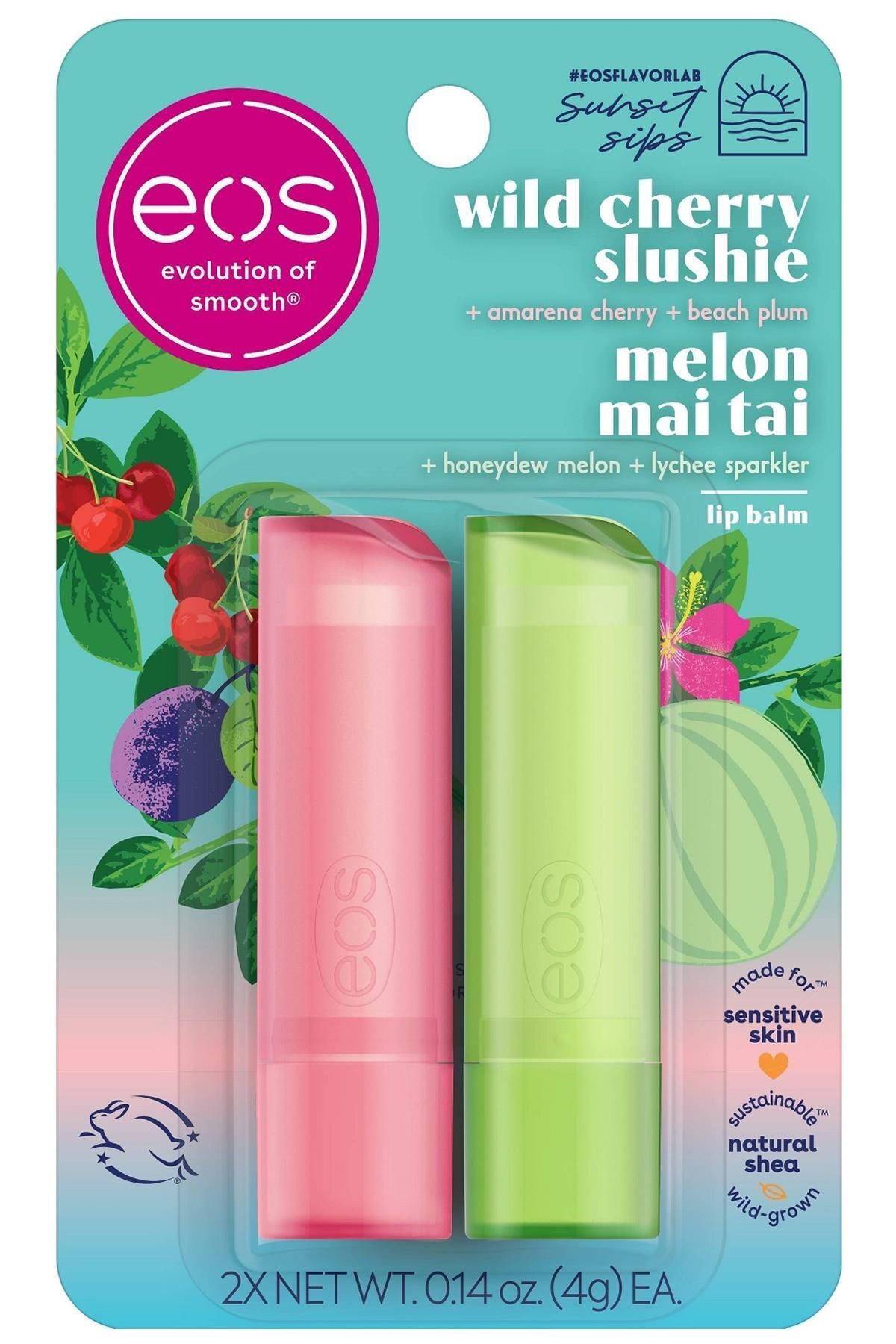 Eos Lip Balm Wild Cherry Slushie + Melon Mai Tai 2'li Dudak Balsamı ...