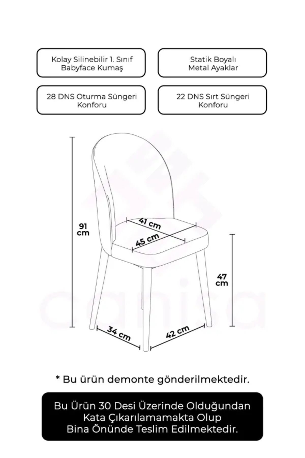 Canisa Aste Serisi 6 Adet Krem Yemek Odası Sandalyesi Metal Siyah ...