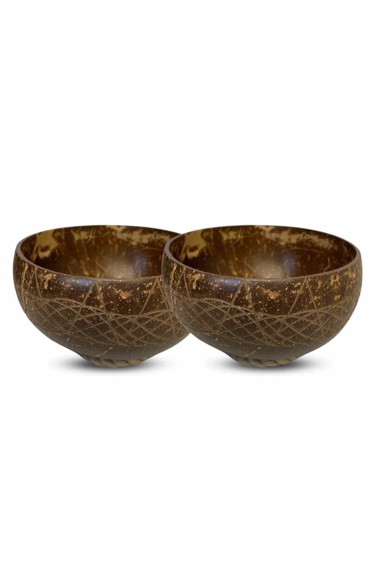 Coconut Products 2'li Set Jumbo Carved Design Hindistan Cevizi Kase ...
