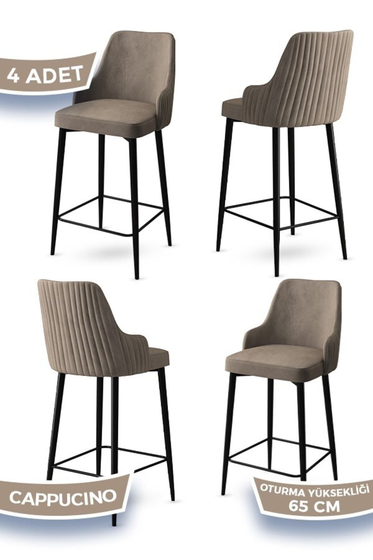 Canisa Tera Serisi 4 Cappucino Sandalye 65 Cm Ada Mutfak Bar Sandalyesi ...