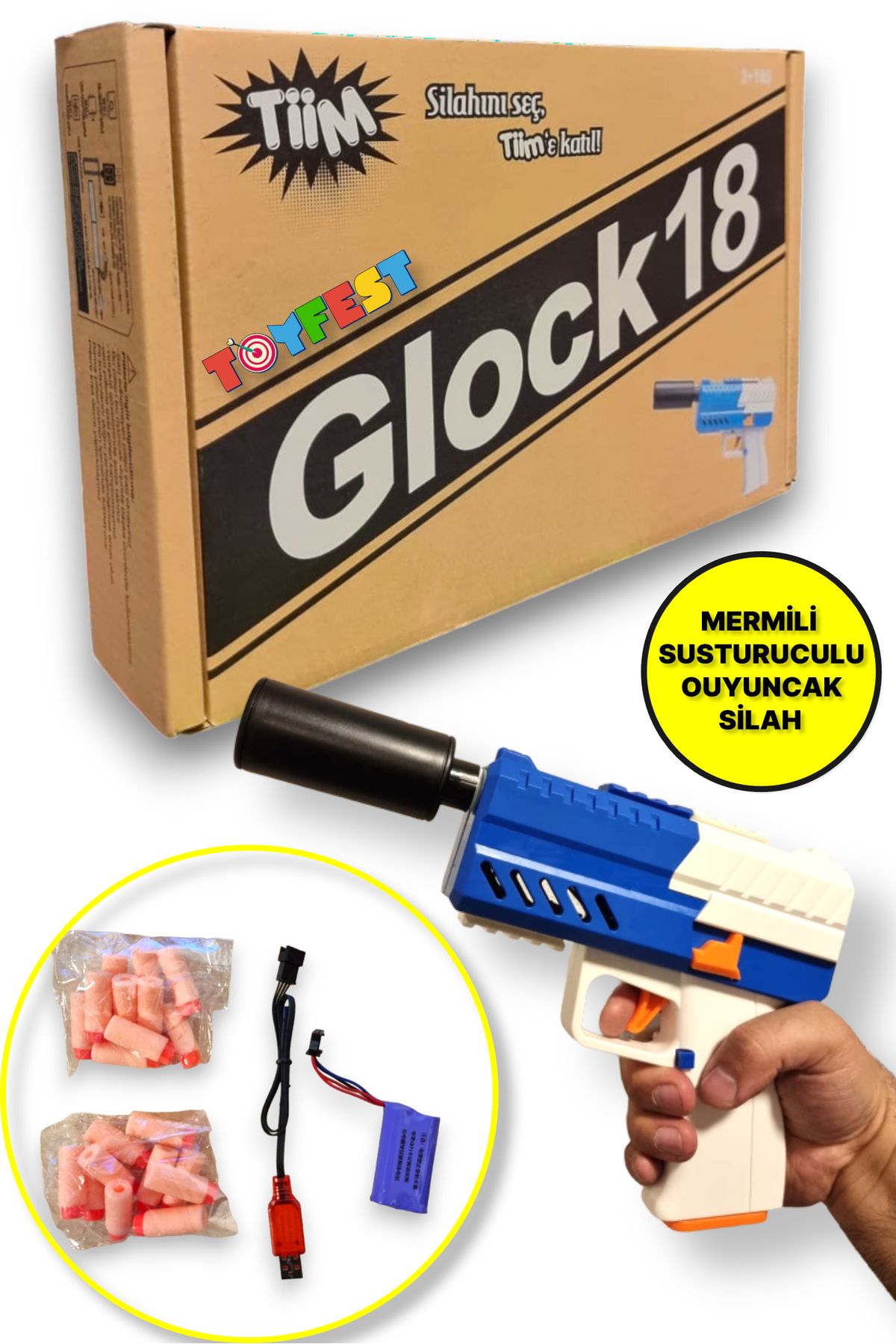 TOYFEST Susturuculu Sünger Mermili Oyuncak Silah - 25 cm Fiyatı ...