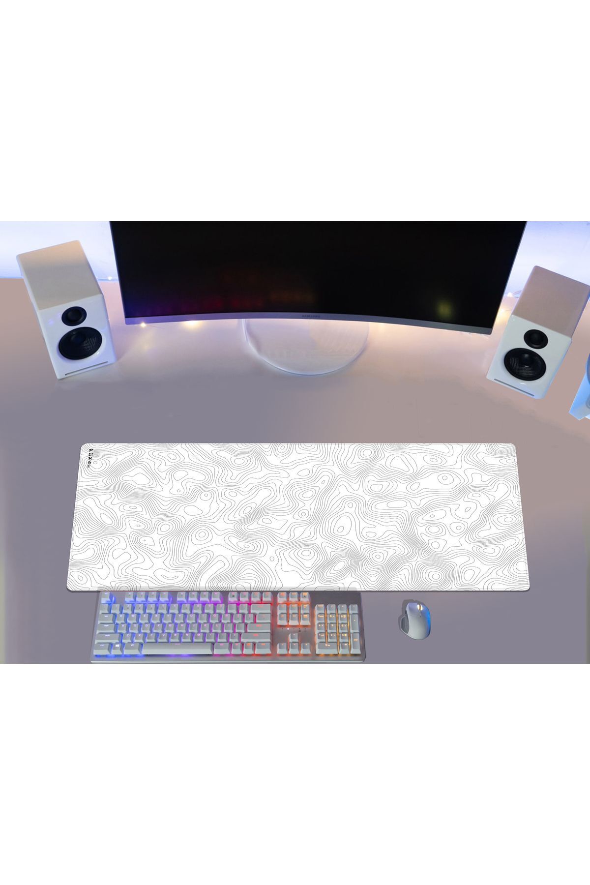PORGE Gaming Mouse Pad 70x30 Beyaz Mouse Pad XL Oyuncu Mousepad ...