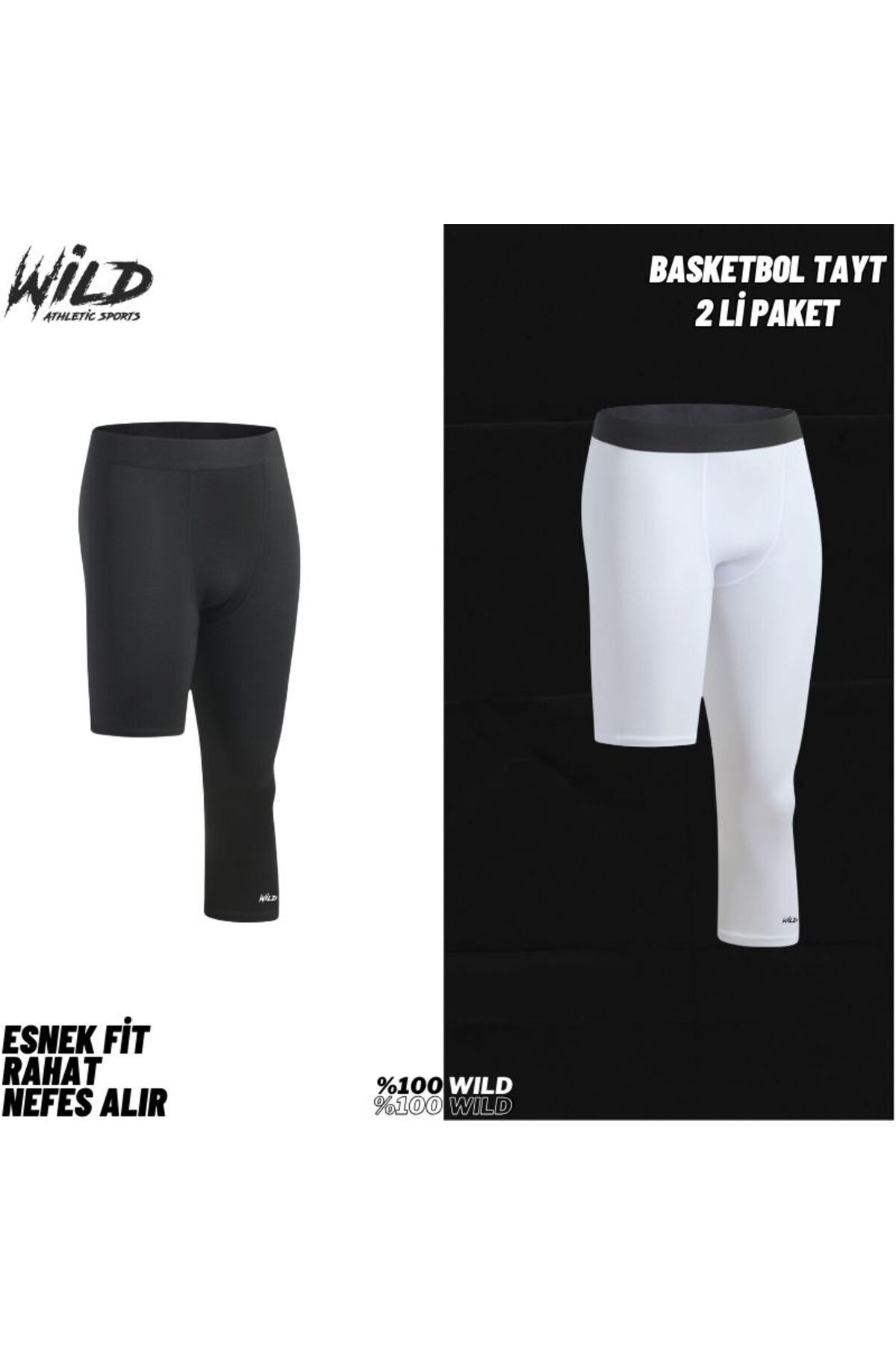 Wild Athletic Basketbol Tek Bacak Uzun 3/4 Spor Tayt Sol Uzun Siyah Beyaz Fiyatı, Yorumları ...