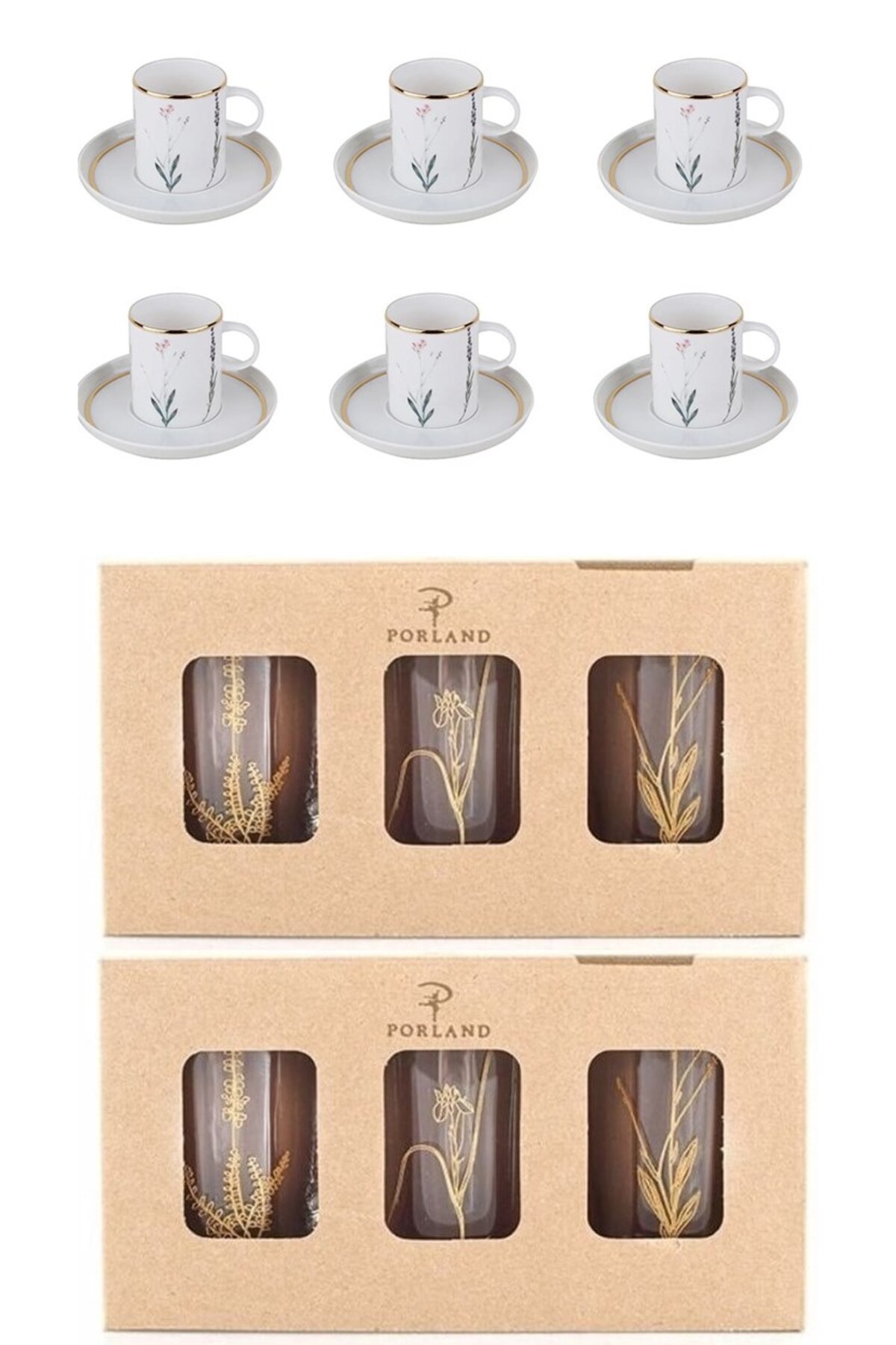 Porland Botanical Kahve Fincan 90cc ve Mini Bardak Takımı 100cc 6 Kişilik Fiyatı, Yorumları ...