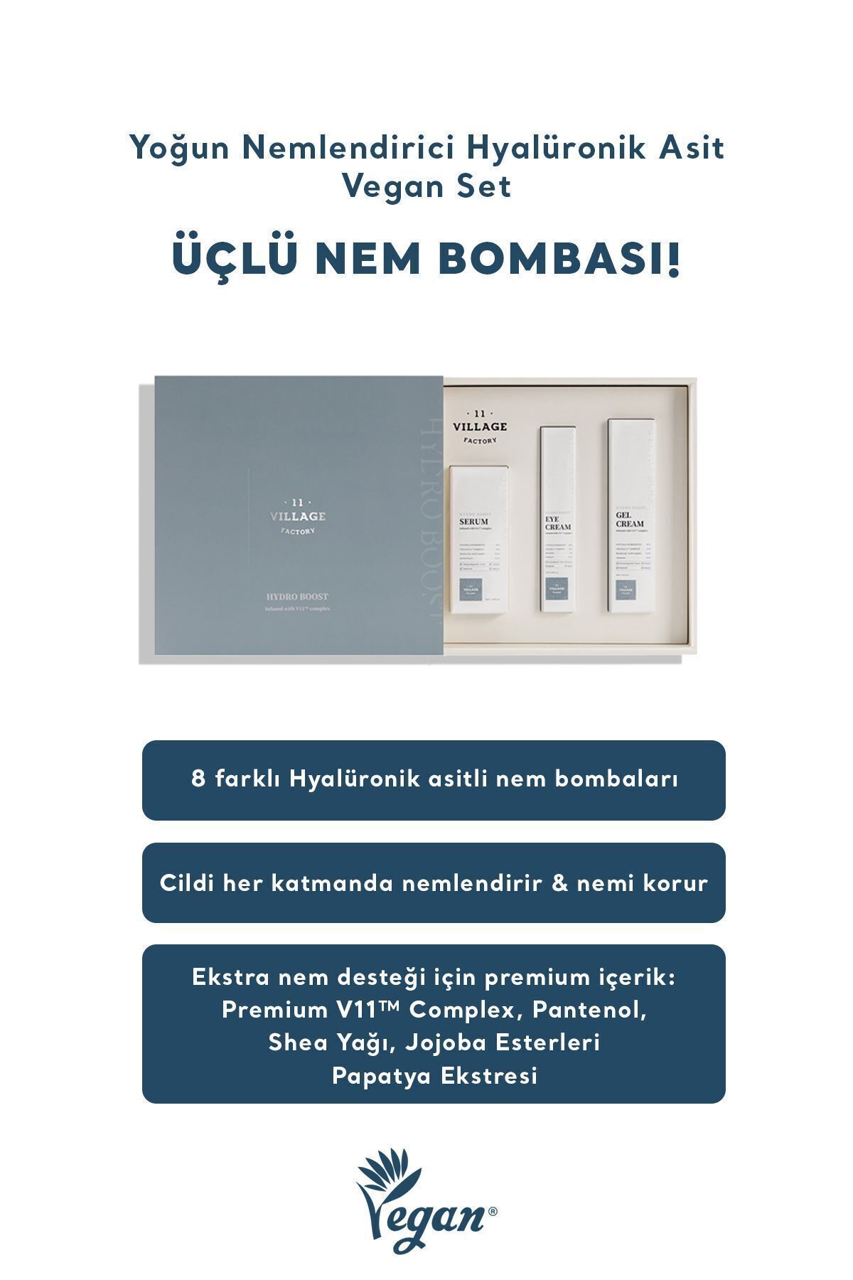 Village 11 Factory Hydro Boost Set – Yoğun Nemlendirici Hyalüronik Asit ...