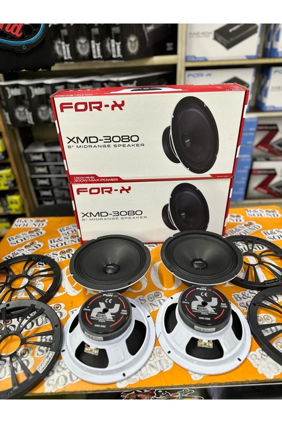 FORX5 3080 20 Cm Midrange 2 Takım 4 Adet Beyaz RenK Yazılı Kapaklı 300 Wat 150 Rms Fiyatı ...