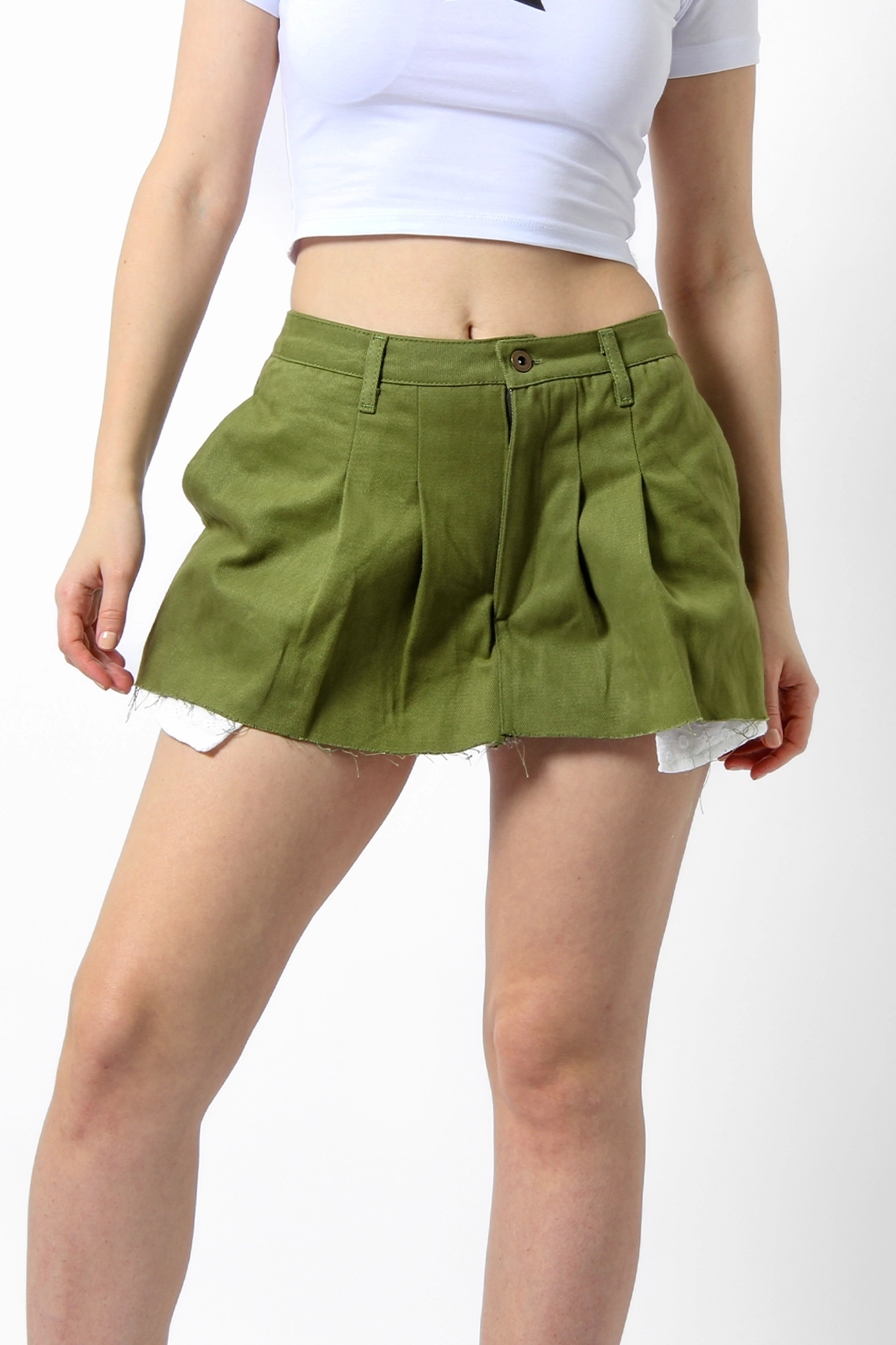 Bak Moda Dantel Cepli Pileli Yeşil Şort Etek Fiyatı, Yorumları - Trendyol