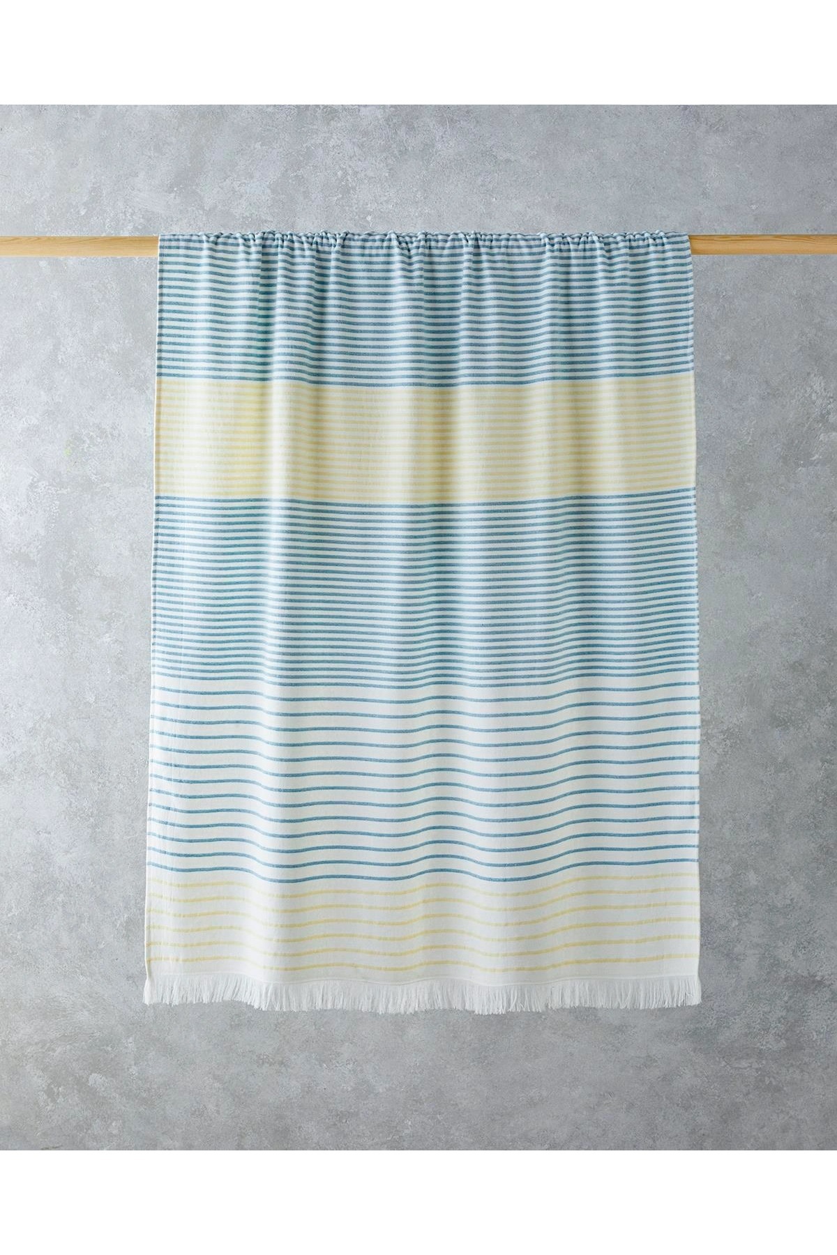English Home Linelike Pamuklu Çizgili Plaj Havlusu 90x150 cm Ekru-Yeşil ...