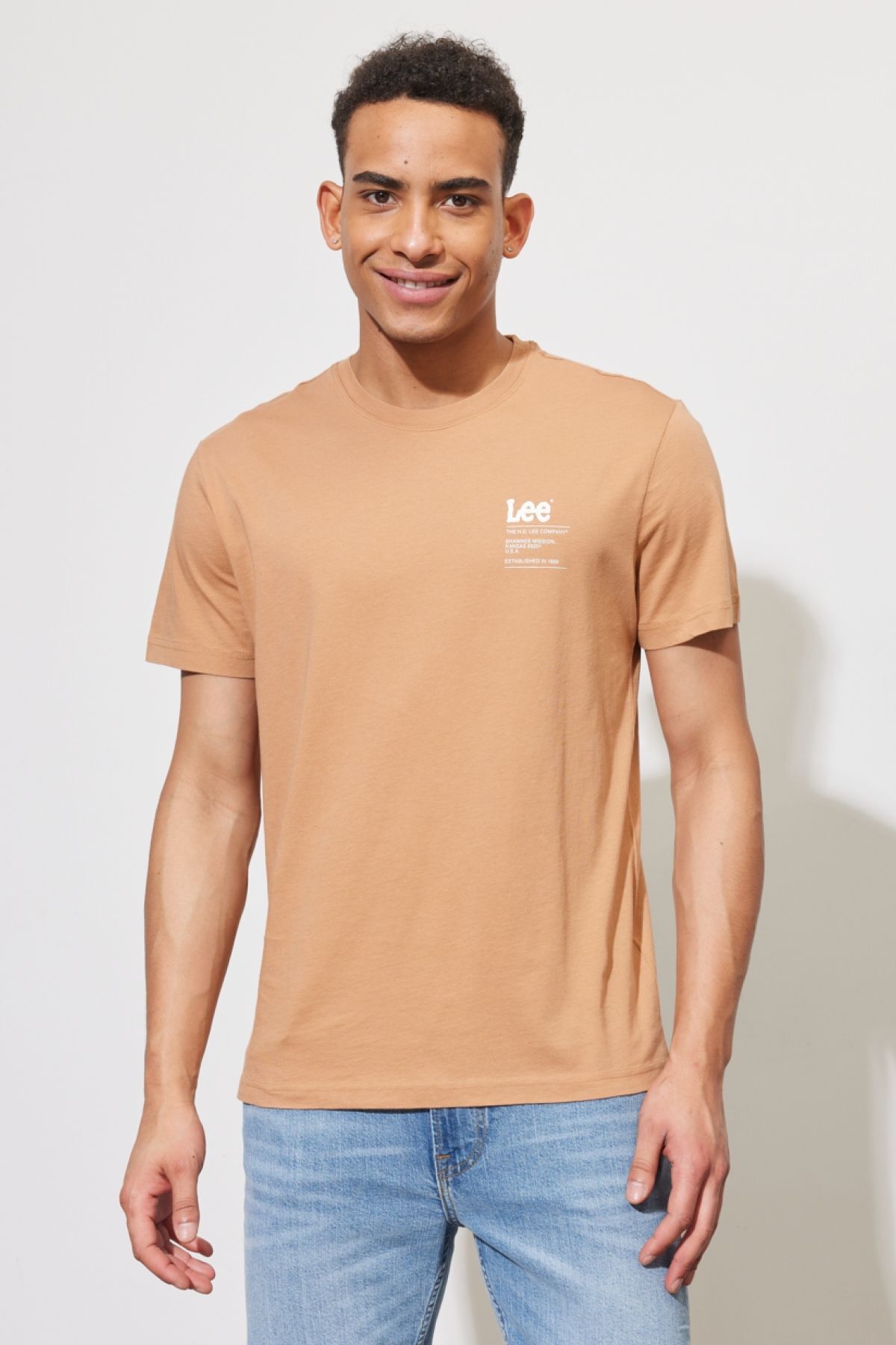 Lee Regular Fit Normal Kesim %100 Pamuk Bisiklet Yaka Tarçın Tişört ...