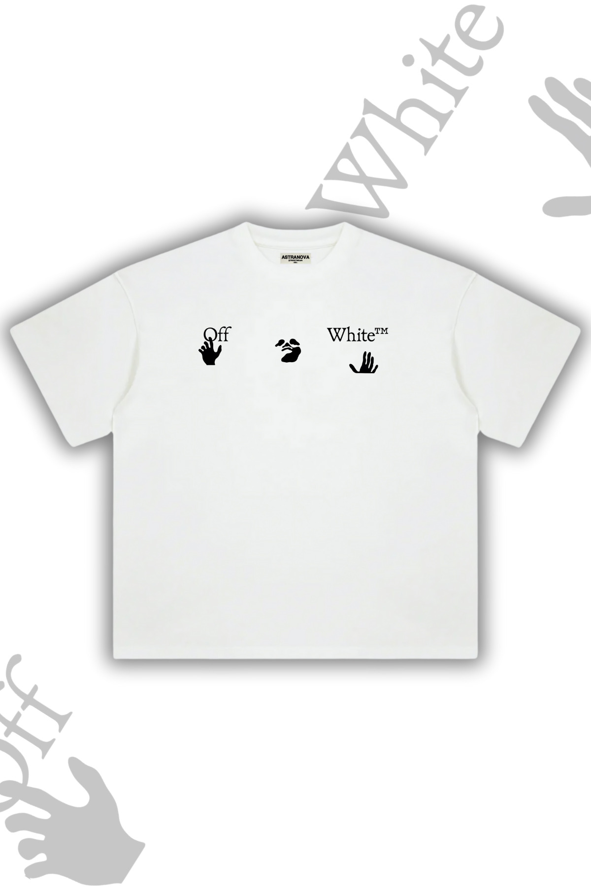 Astranova Off White Basic Tasarım Baskılı Oversize Unisex Beyaz T-shirt ...