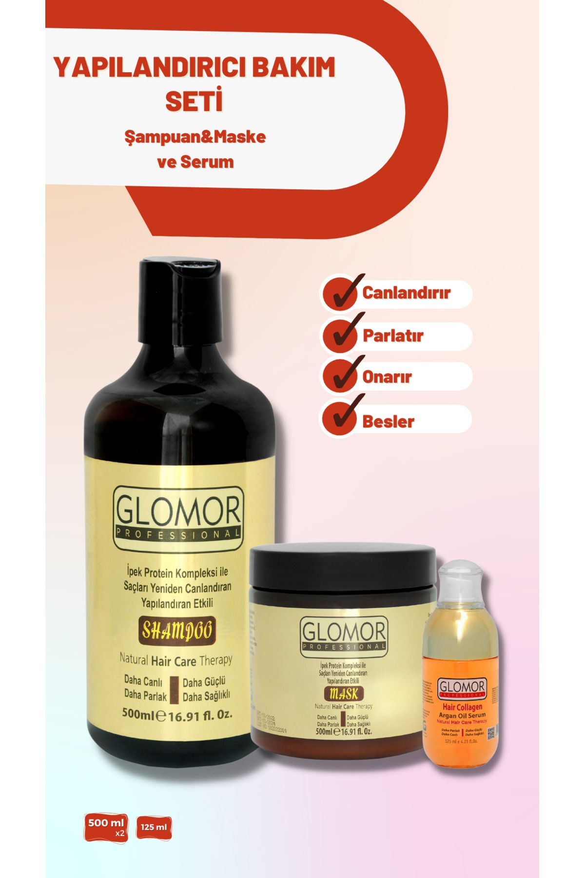 GLOMOR Yapılandırıcı & Onarıcı Saç Bakım Seti Şampuan & Maske Ve Bakım ...