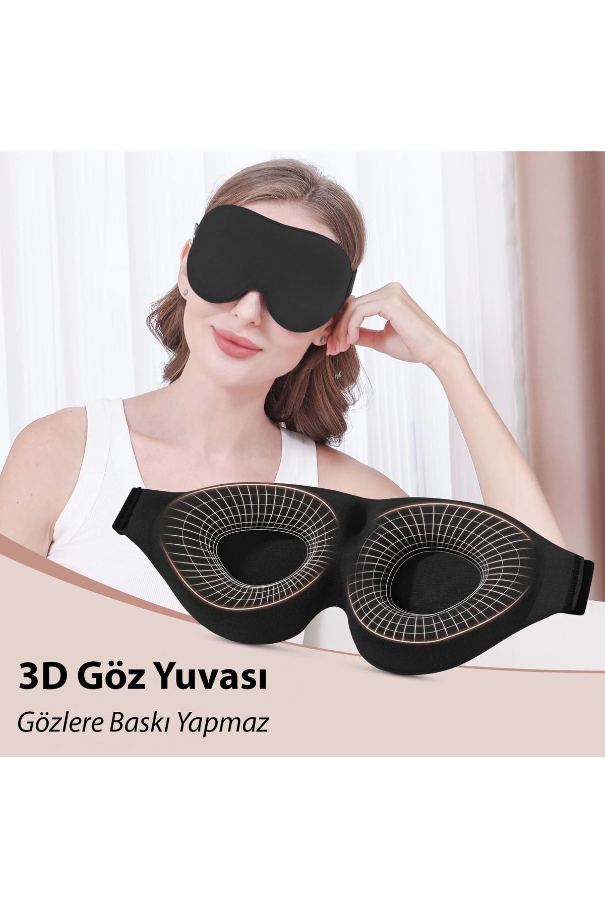thenile Trend 3d Uyku Maskesi Siyah Yana Yatış Konforlu - Ayarlı Yumuşak Dolgulu Nefes Alabilen ...