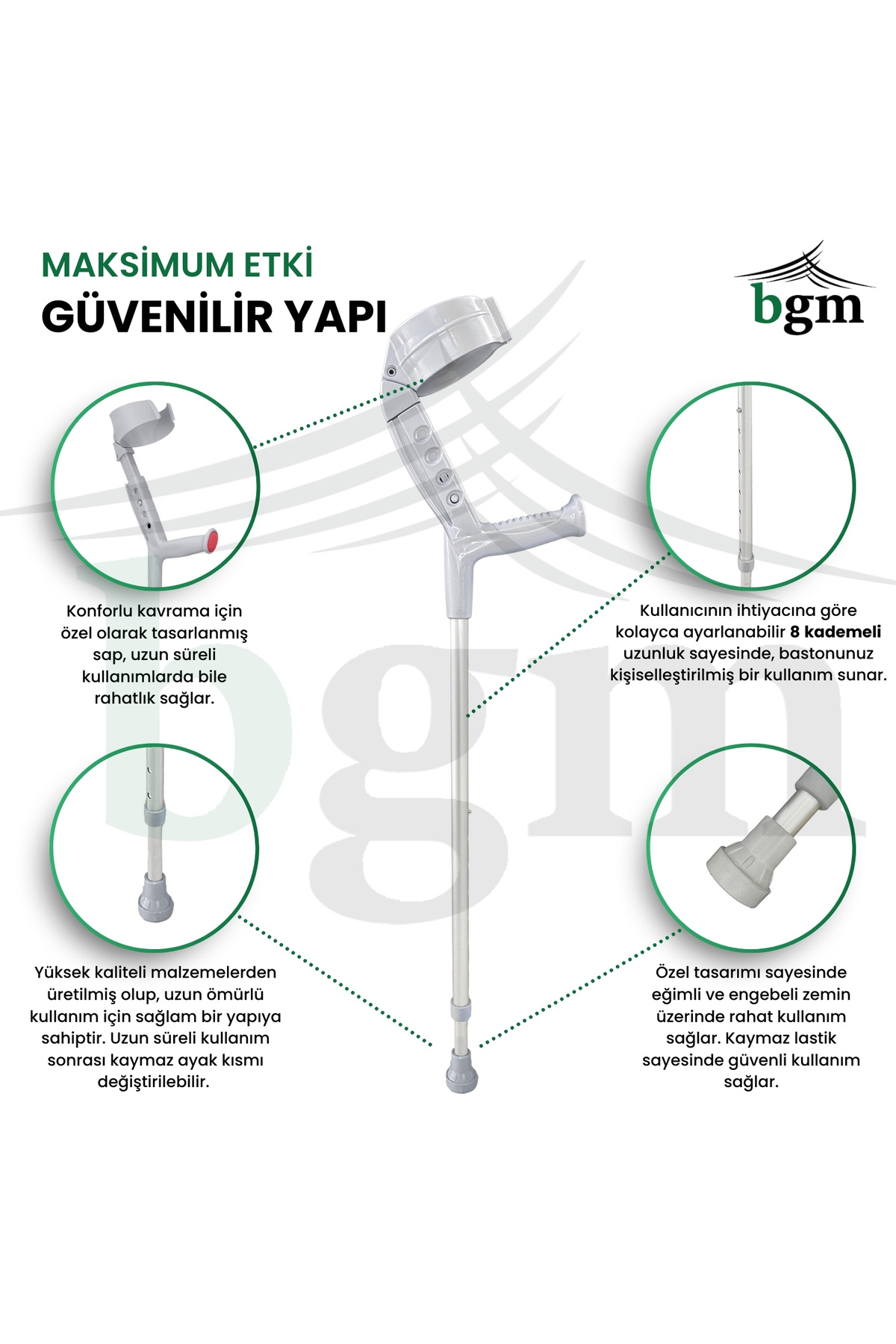 BGM Koltuk Değneği Ayarlanabilir Kanedyen Değnek 1 ÇİFT Yüksek Kalite ...
