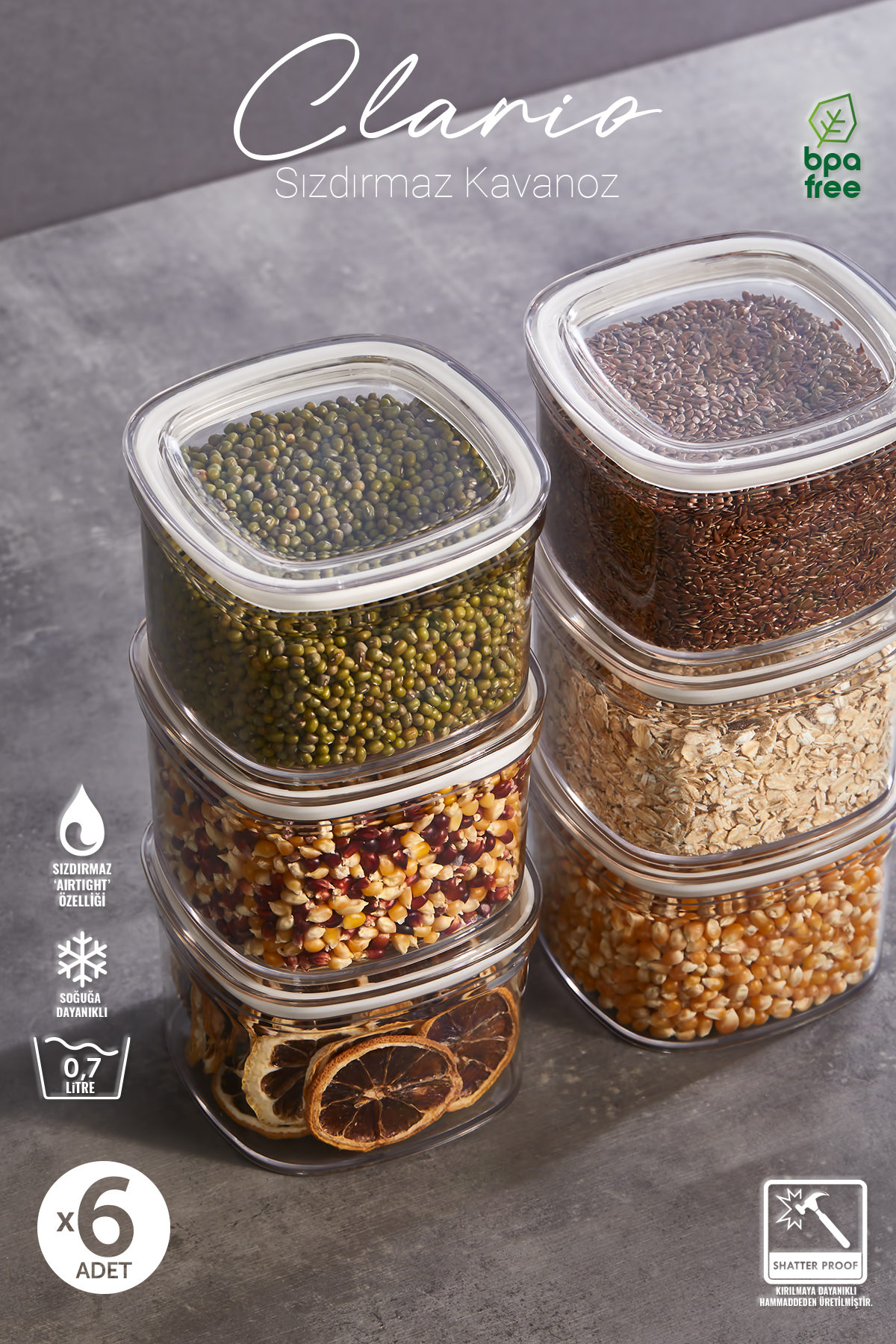 Eva Mia 6x Adet Şeffaf Clario Sızdırmaz Saklama Kabı 0,7LT & Erzak Kabı ...