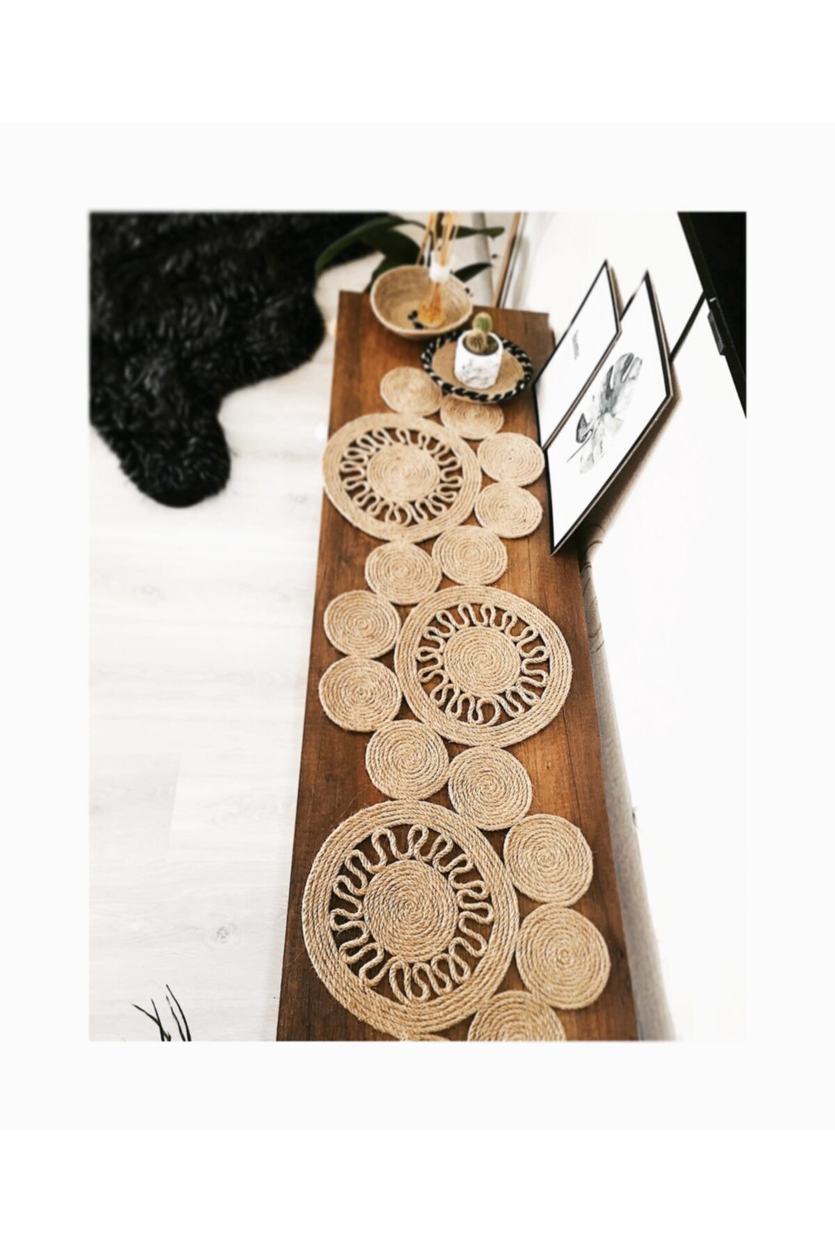 COLLESSİA Simena Jüt Hasır Örtü Masa Örtüsü Runner Ranır (100x32cm ...