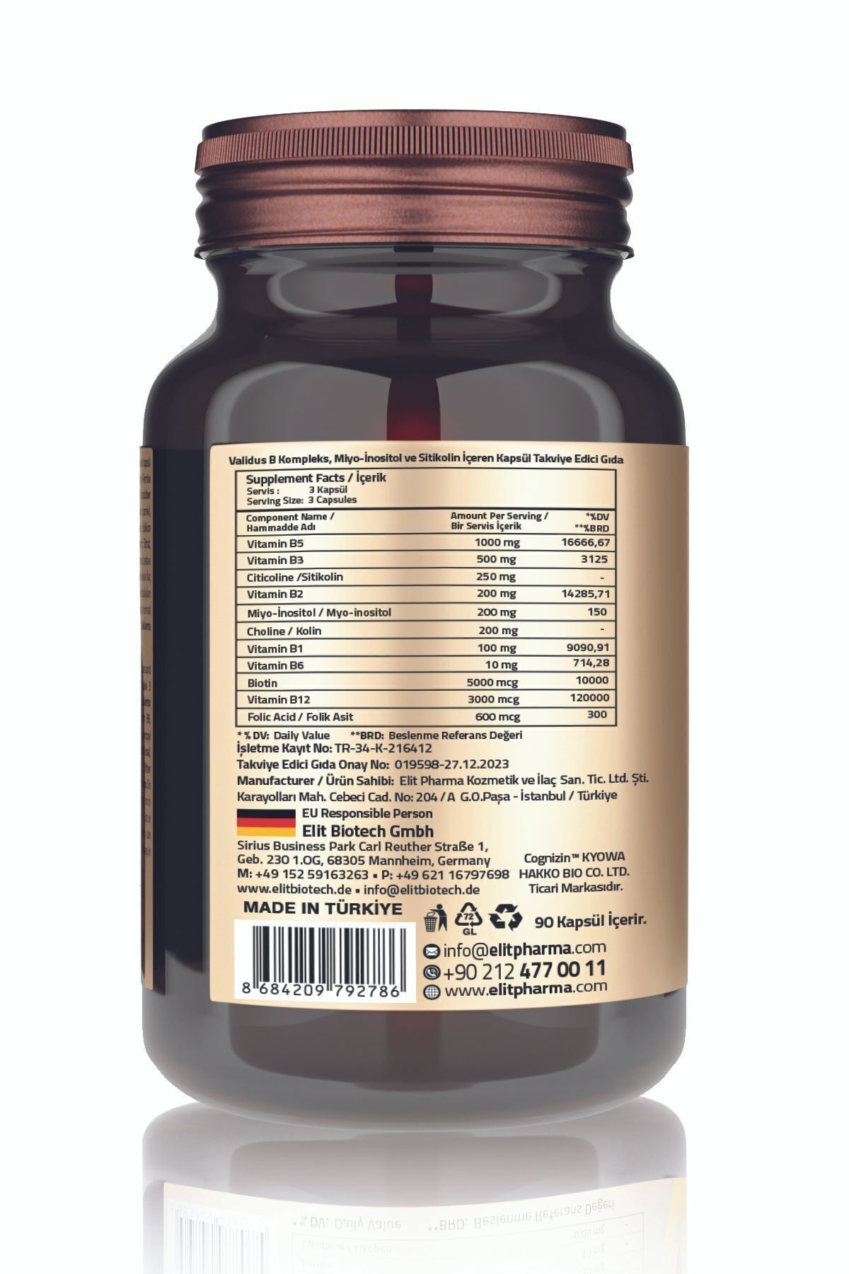 Validus Food Supplements B Complex + Citicoline 250 mg + Myo-Inositol ...