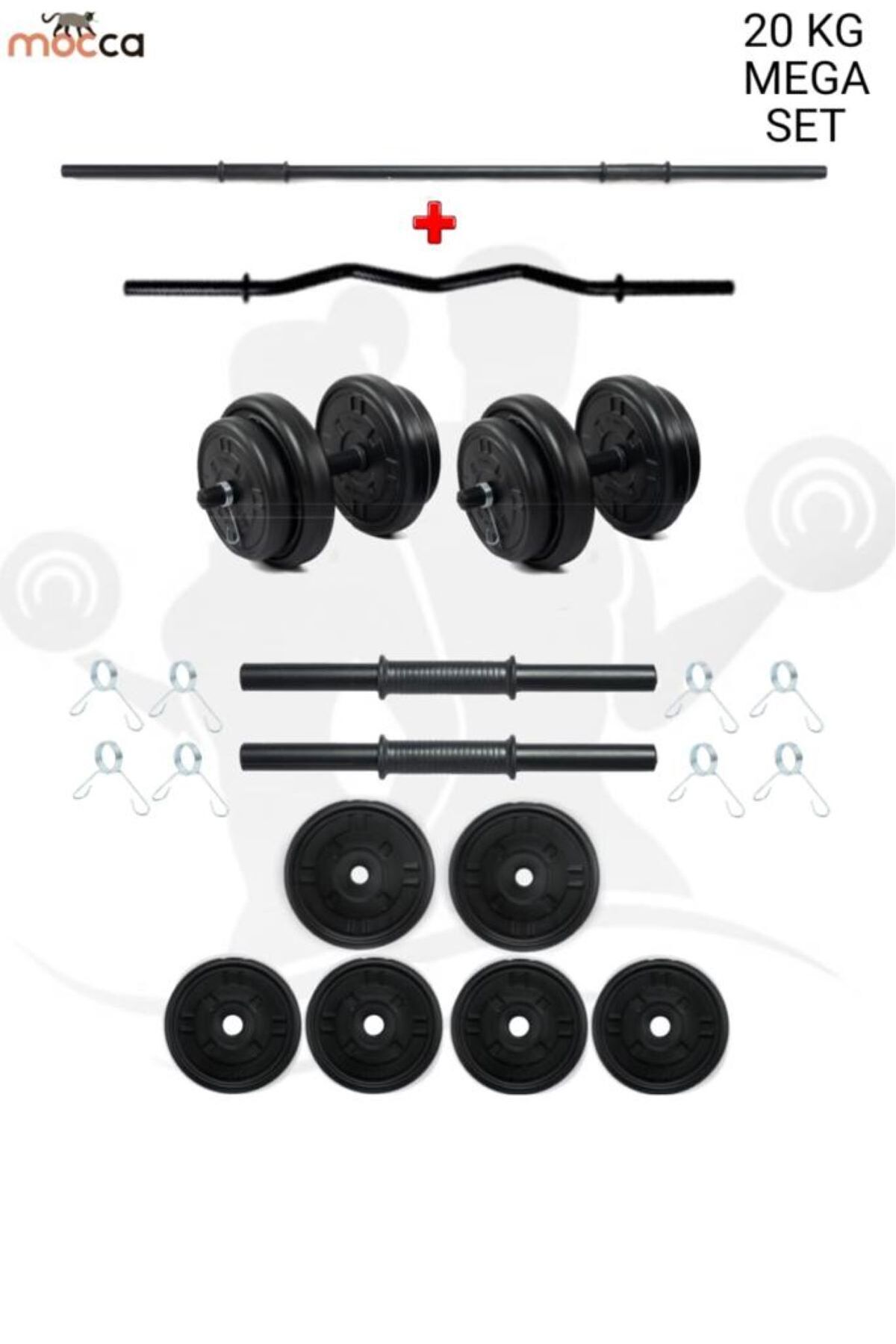 Mocca Style 20 Kg Z-barlı Megaset Halter Seti Ve Dambıl Seti Ağırlık Fitness Seti - Fiyatı ...