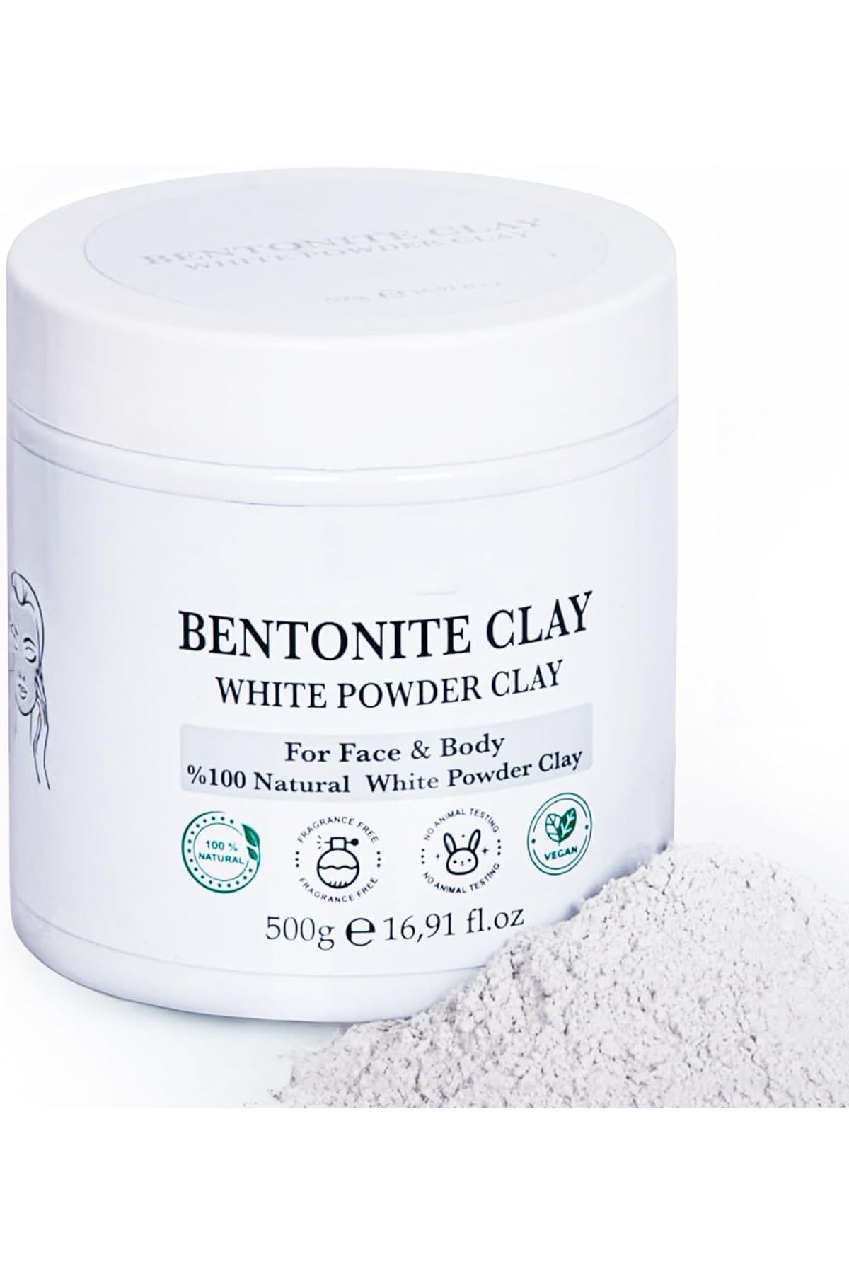 homenter Yüz & Vücut Bentonit Kil Maskesi | Beyaz Toz Kil 500 gr | %100 ...