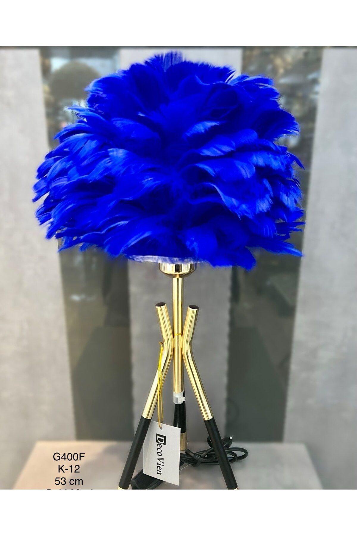 Genel Markalar Tüylü Model Tripod Modern Gold Ayak Abajur Lamba 2li ...