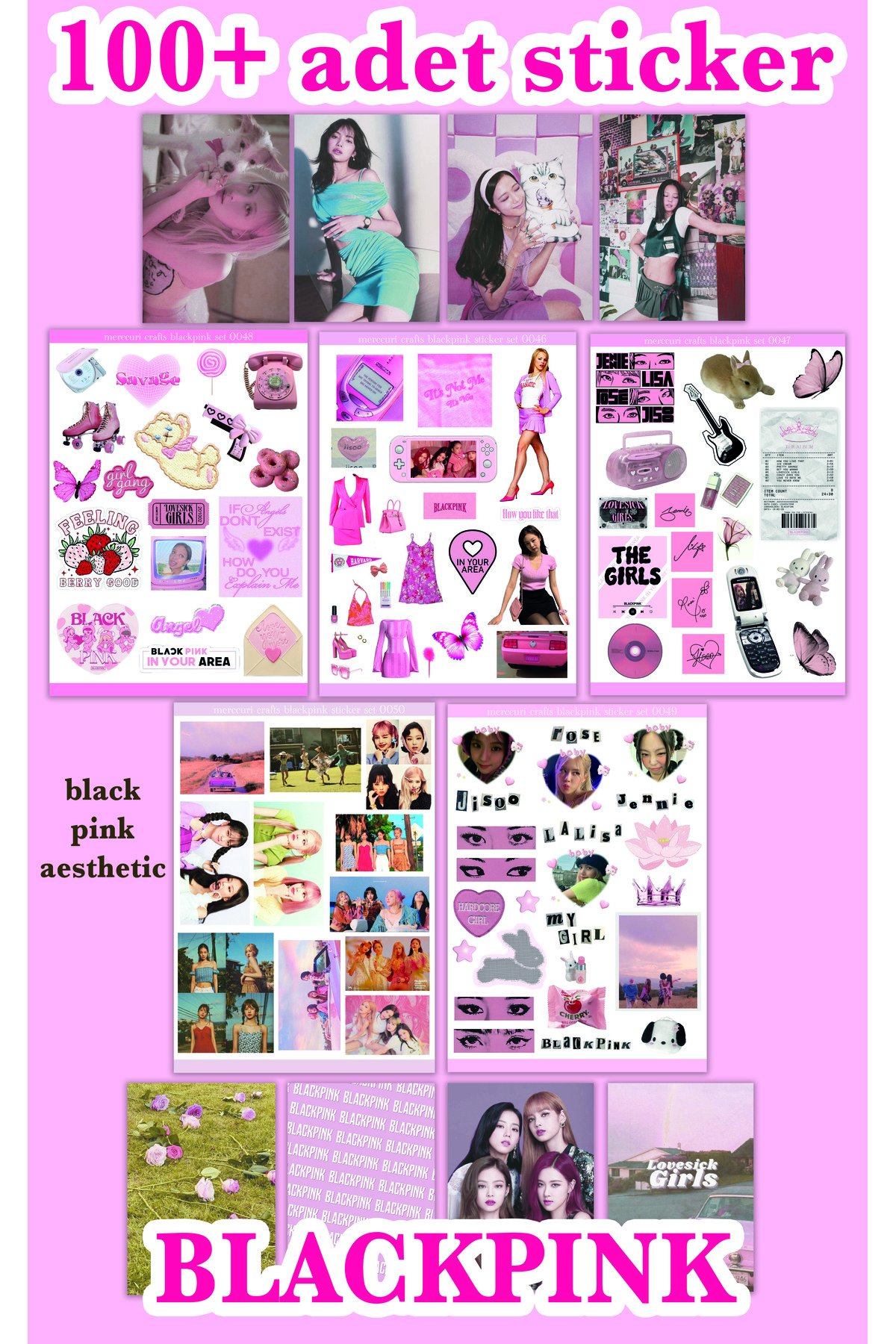 merccuri crafts Blackpink 5'li + 8'li Sticker Seti (140+ adet) journal ...
