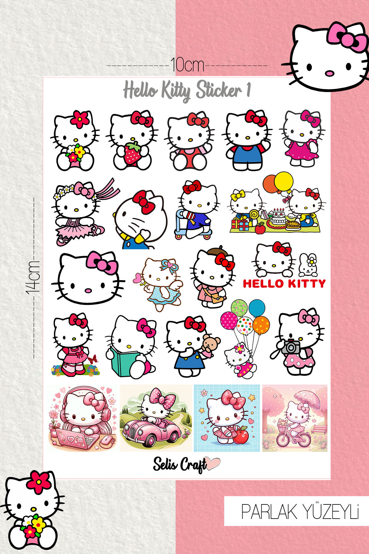 SelisCraft Hello Kitty Temalı PARLAK Sticker 01 Ajanda Planlayıcı ...