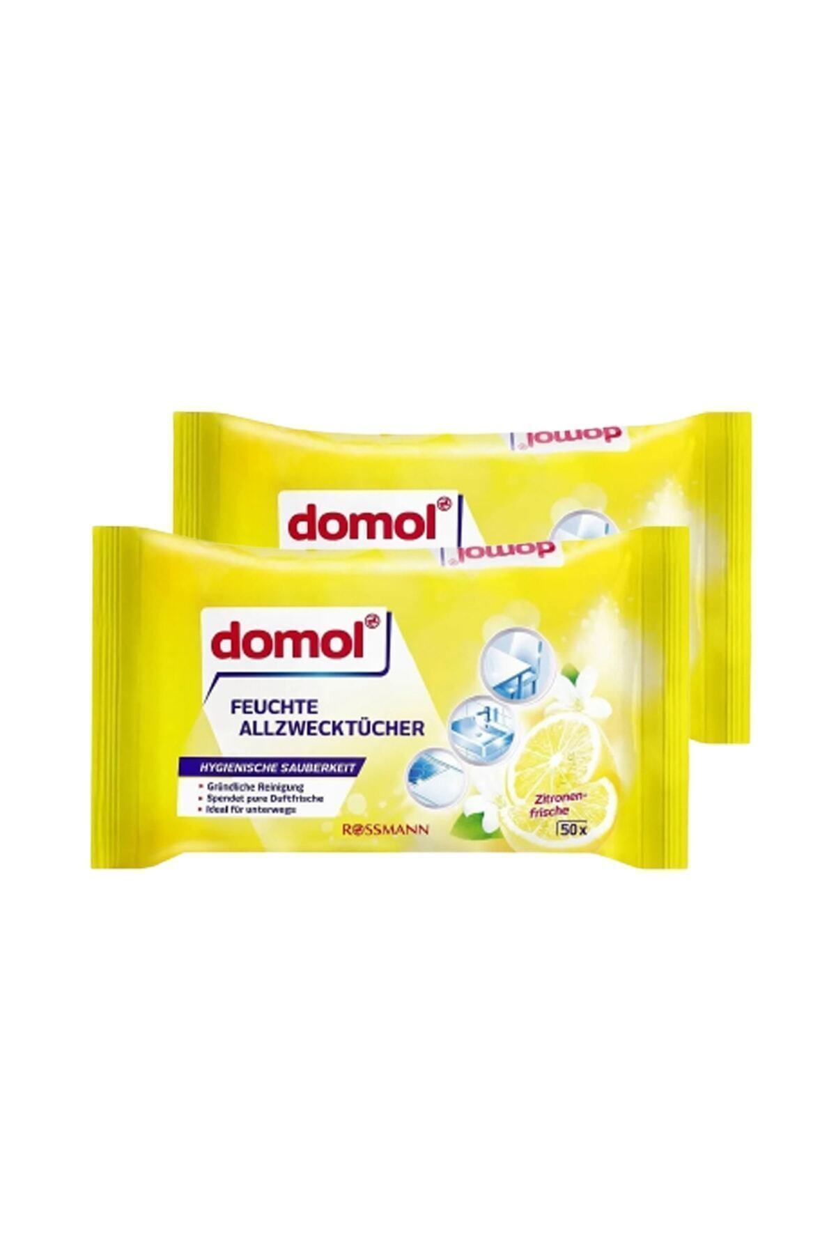 ROSSMANN Domol Islak Temizlik Bezi Çok Amaçlı, Limon Kokulu 50 Adet * 2 ...