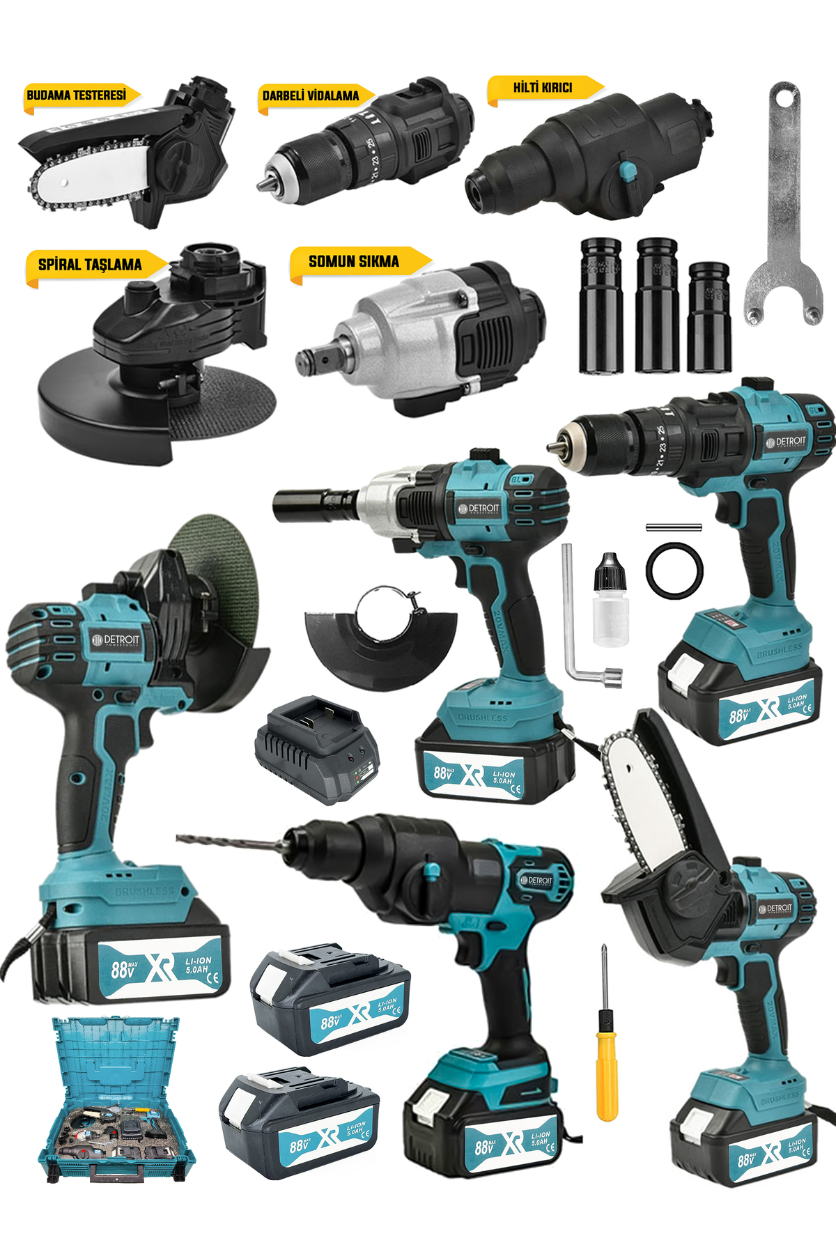 DETROİT TOOLS Usa Powertools Tak Çıkar 5 Kafalı Süper Set Darbeli ...