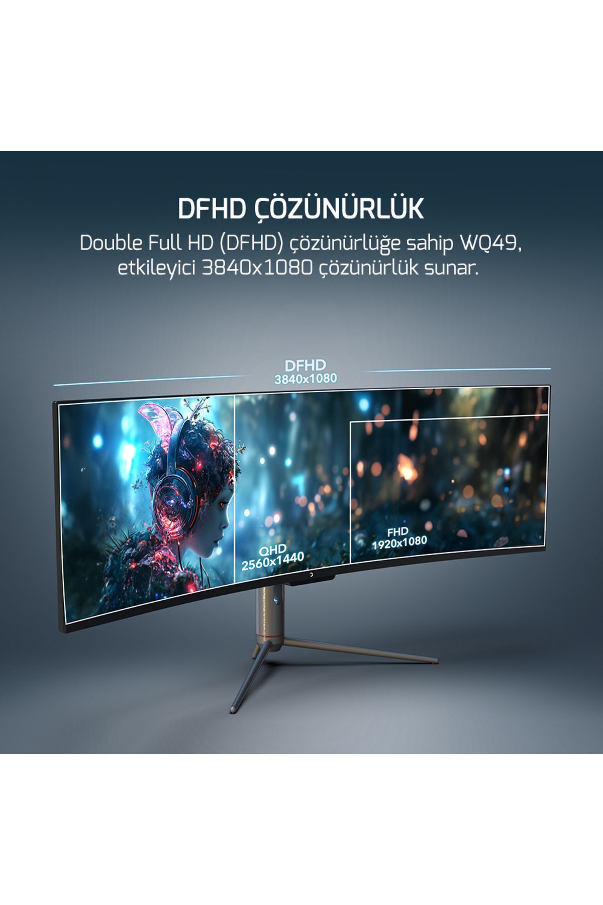 Gamepower Wq49 49'' 1ms 144hz Curved Dfhd 3840*1080 Gaming Monitör ...