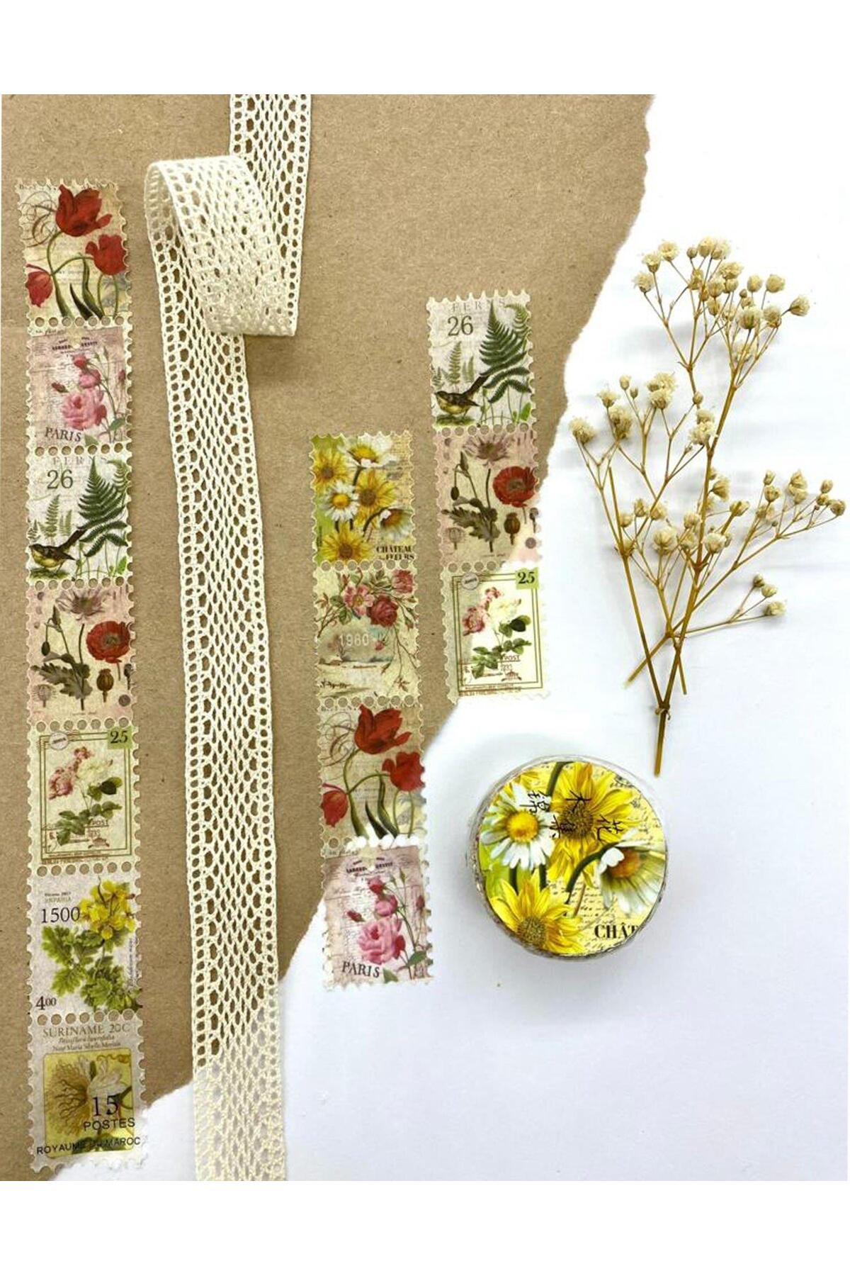 Kağıt Gemi Dükkan Pul Çiçekli Tek Tek Çıkartmalı - Washi Bant - Sticker ...