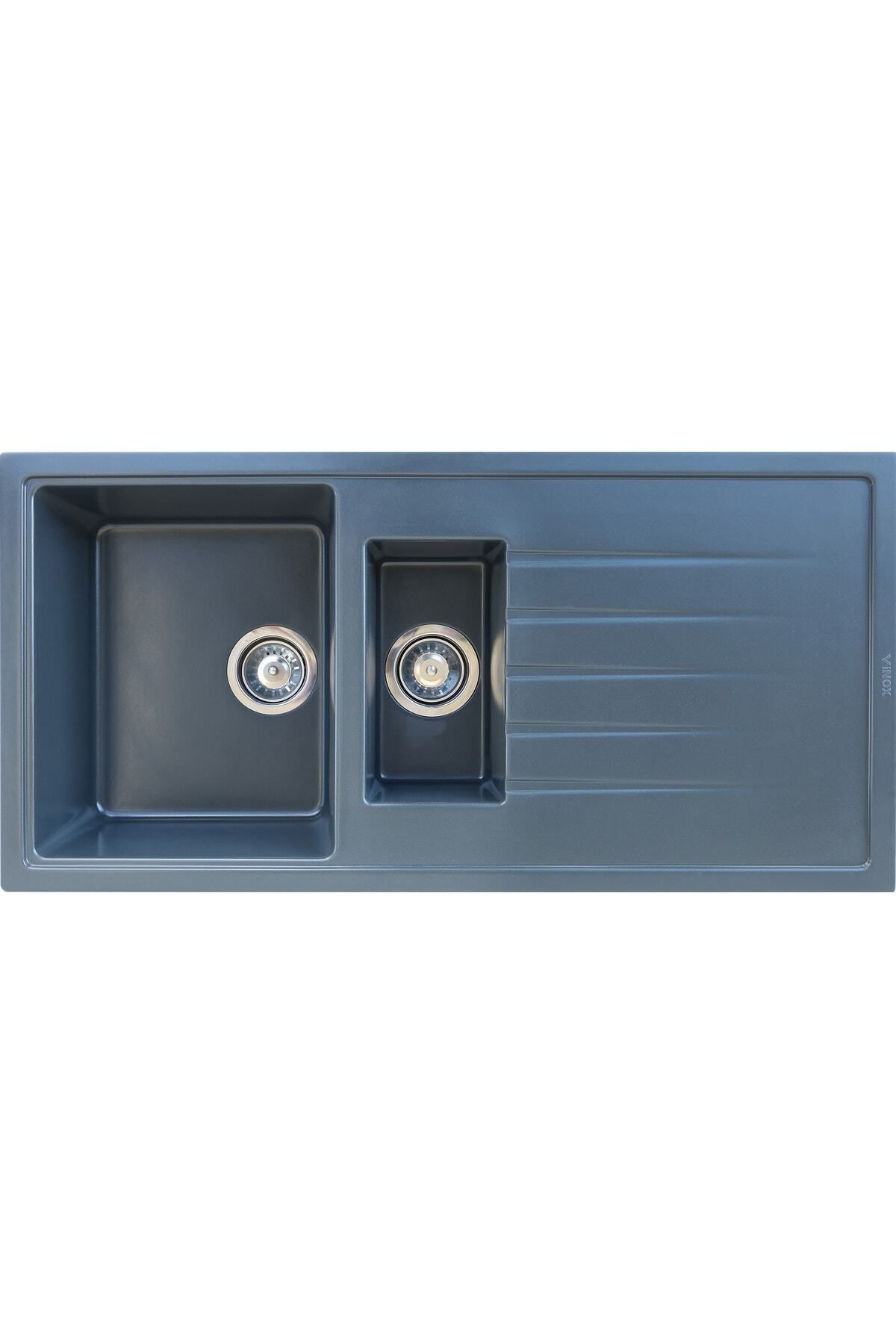 Vinox I I Granit Eviye Antrasit 1,5 Göz Damlalıklı Mutfak Evyesi 100x50cm (VX-100) - Fiyatı ...