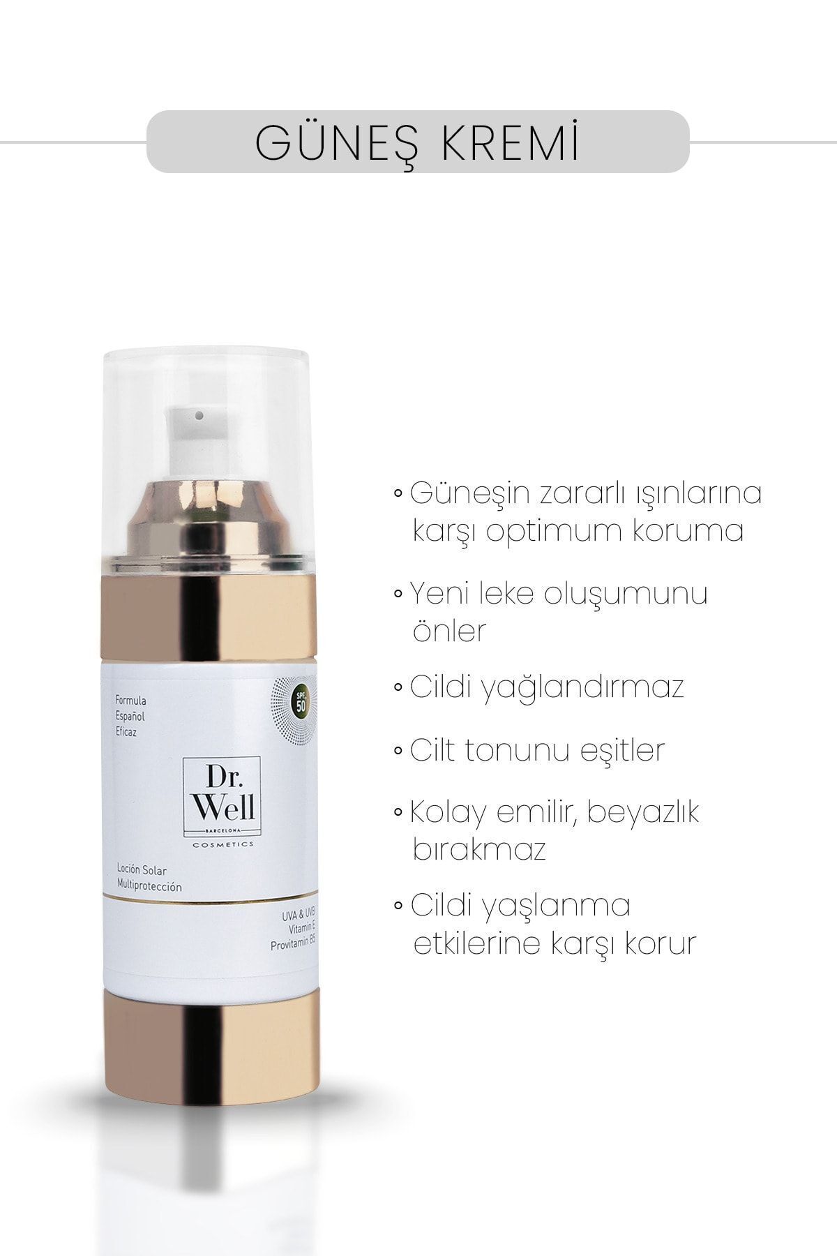 Dr.Well BARCELONA Estetik & Güzellik Leke Karşıtı Ton Eşitleyici Spf 50 ...