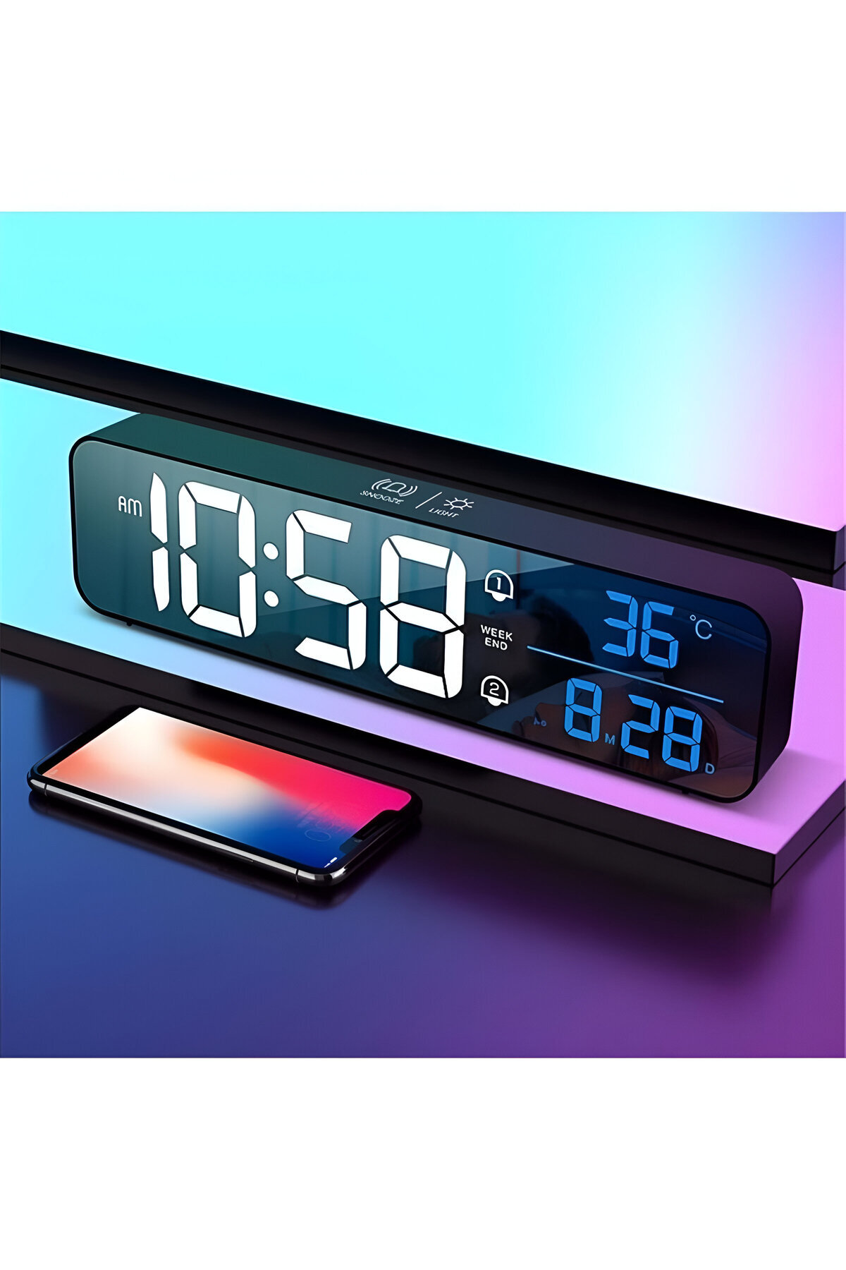 anaway shopping HD LED Ekranlı Aynalı Elektronik Saat Sıcaklık Tarih ...