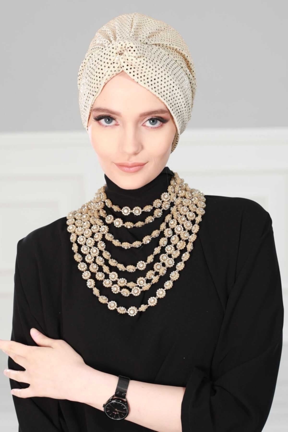 Aisha's Design Silks Mihrace Penye Bone Pullu,B-4MU Gold Pullu Fiyatı ...