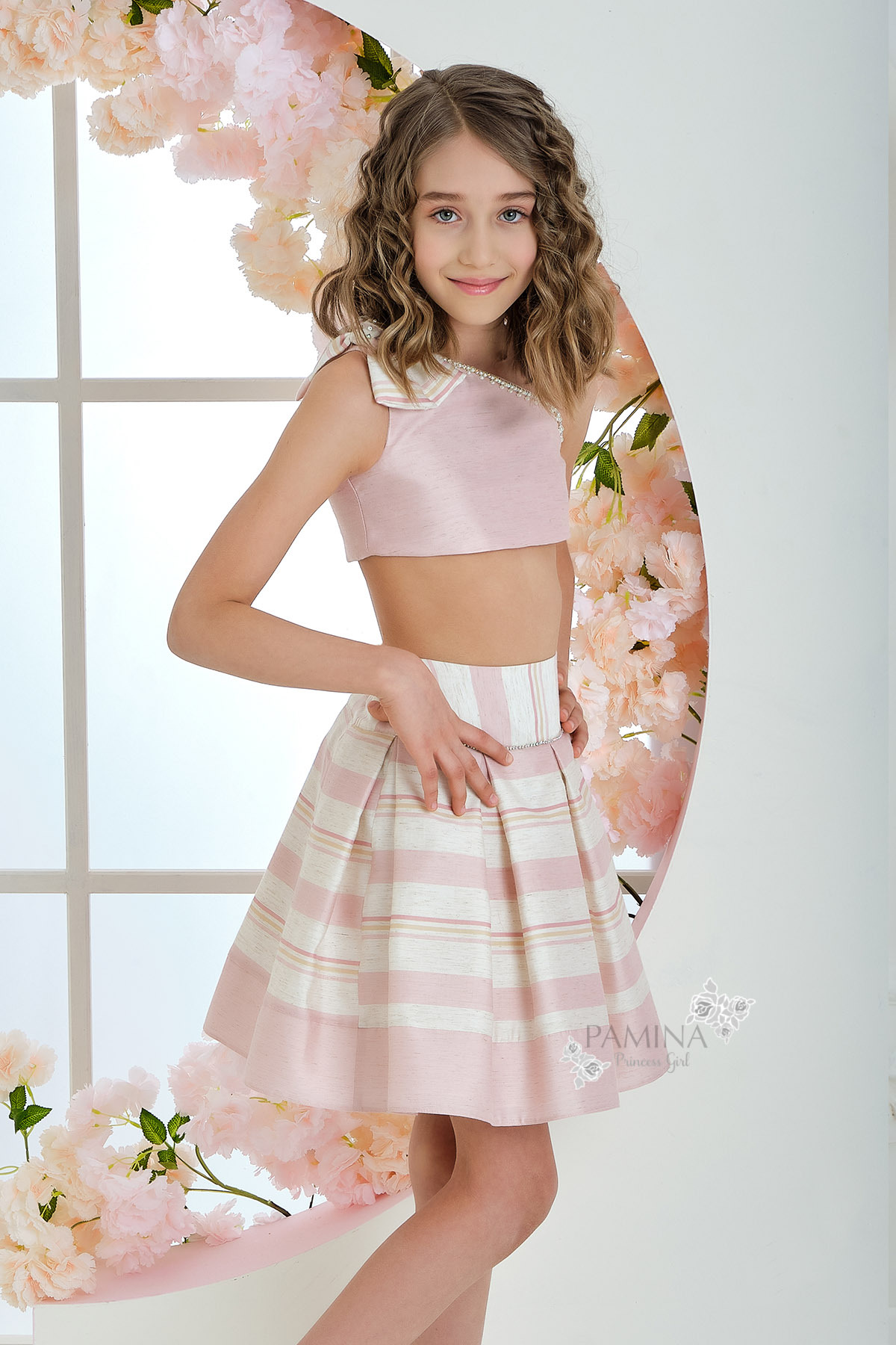 pamina princess girl Çizgili Kumaş Kız Takım Elbise Etek ve Bustiyer ...