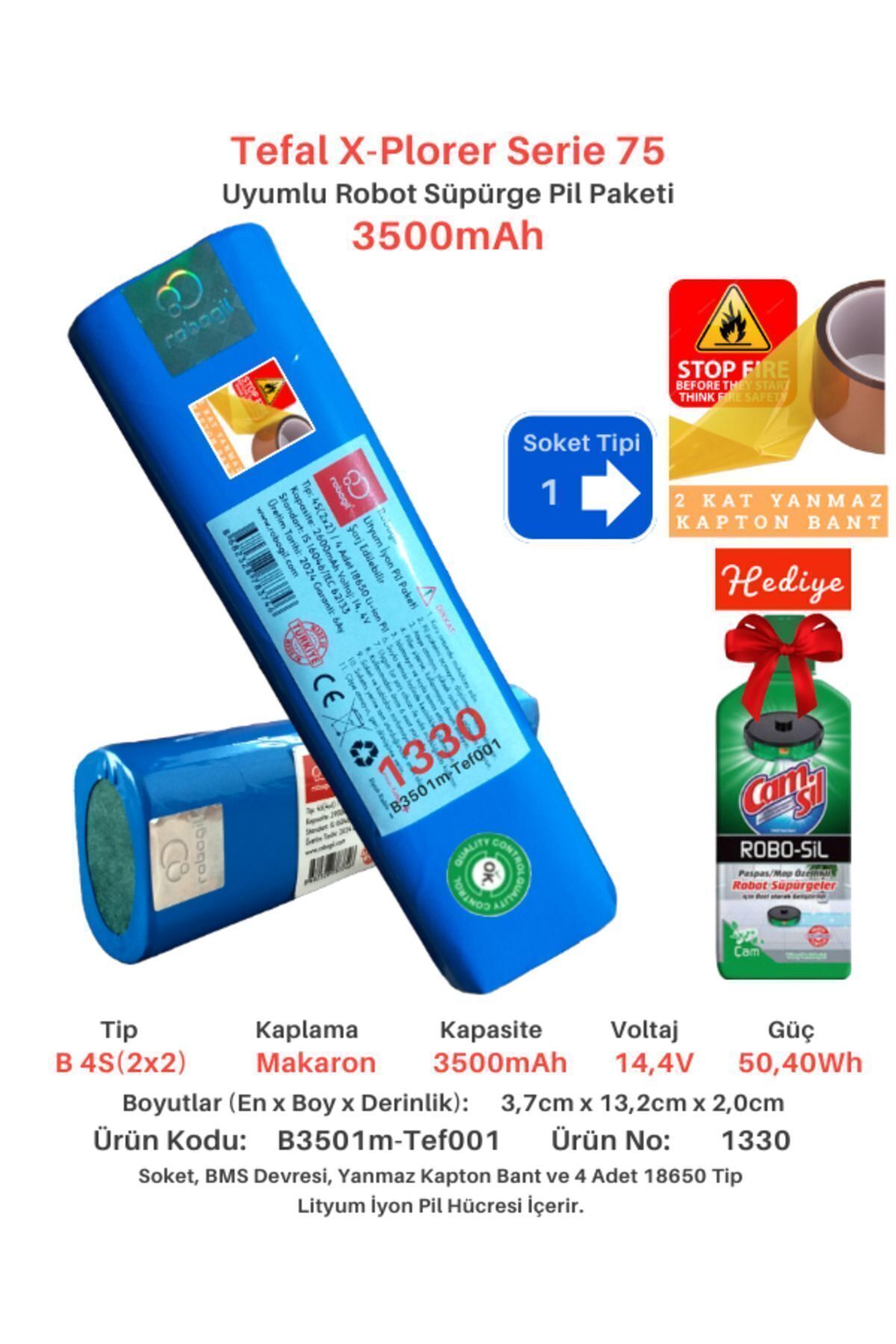 Robogil Tefal X-Plorer Serie 75 3500mAh Uyumlu Batarya Robot Süpürge ...