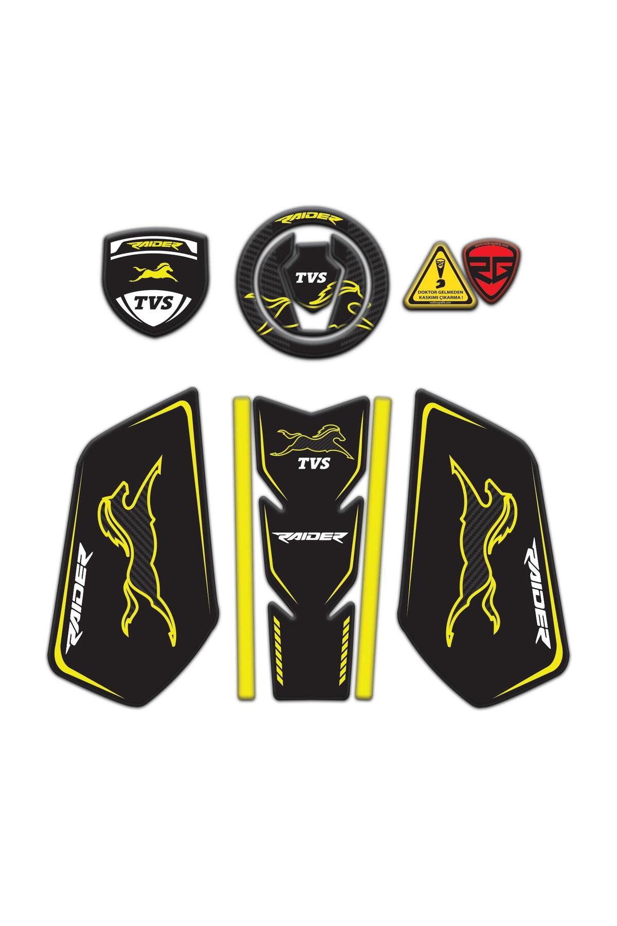 Redline Grafik Tvs Raider Tank Pad Sticker Seti Sarı Siyah Redlinegrafik Fiyatı, Yorumları ...