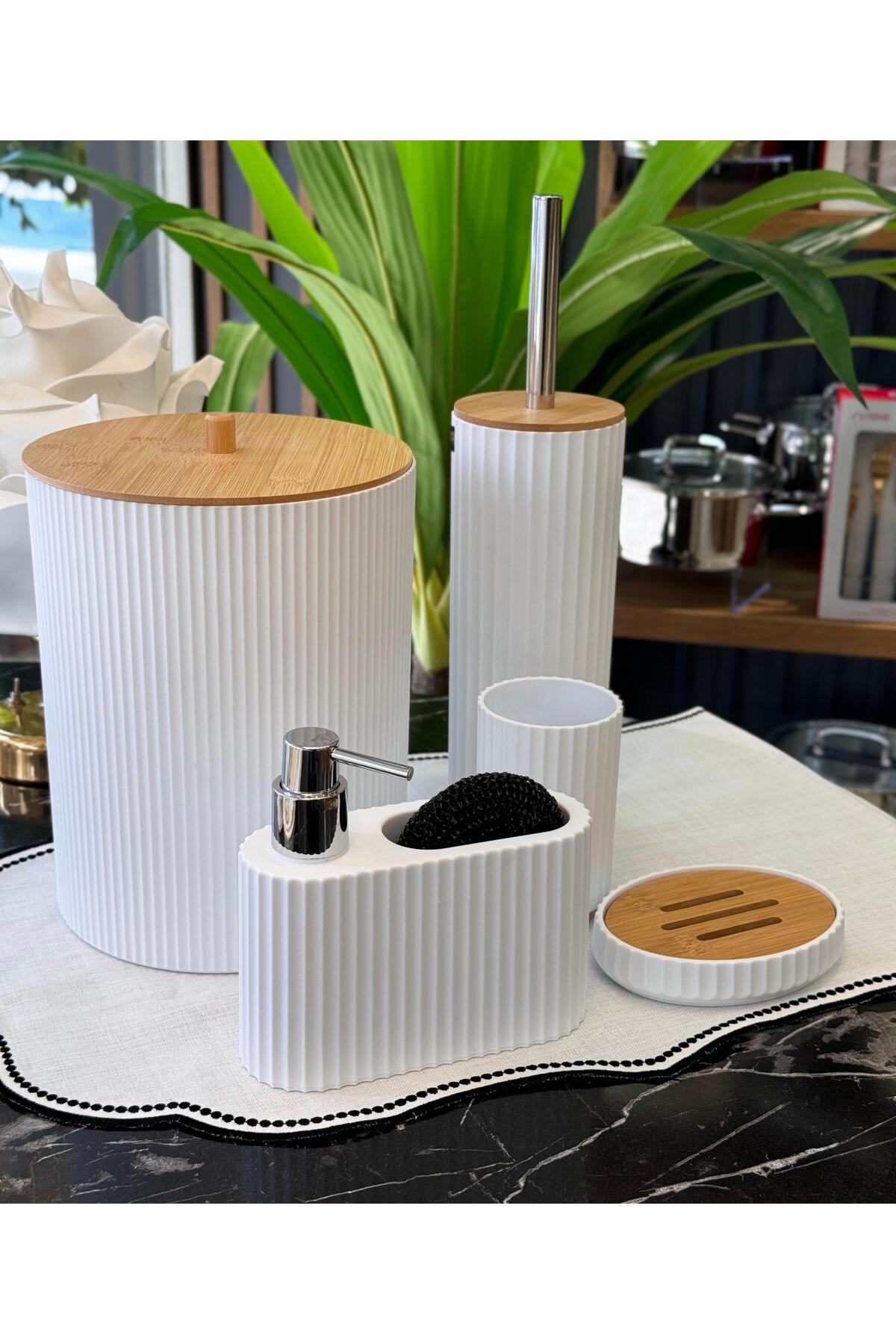 Onedekor 5 Parça Lucas Akrilik Bambu Banyo Seti Beyaz Fiyatı, Yorumları ...