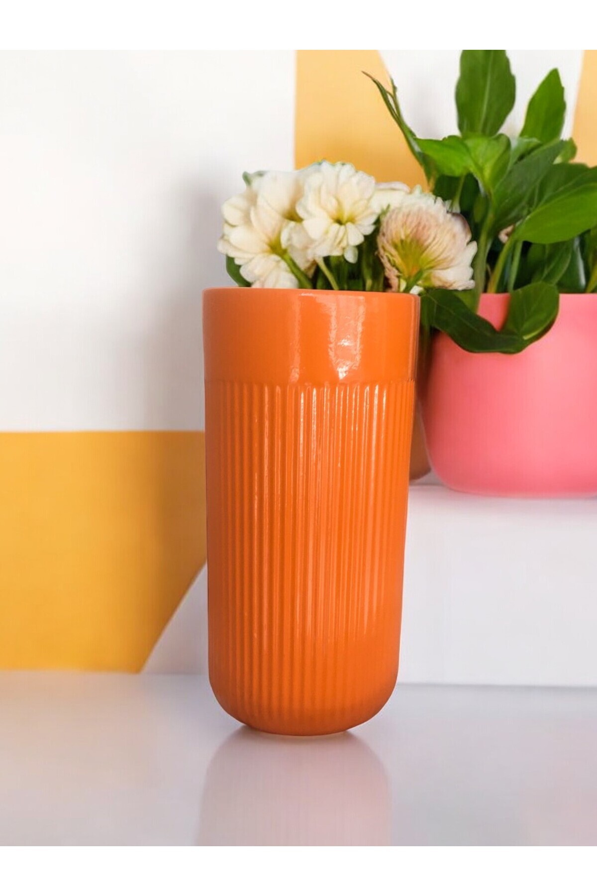 Evion Oslo Seramik Vazo, Parlak Sim Dokulu İskandinav Vazo Ve Saksı ...