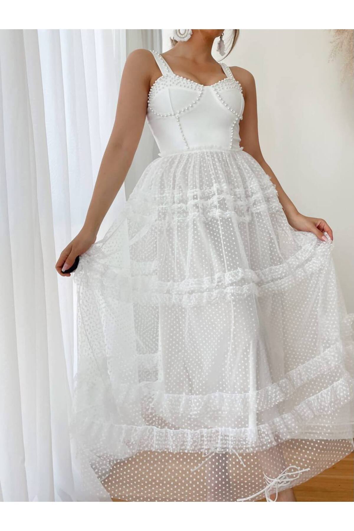 1Moda1Tarz Rochie de damă căptușită cu imprimeu cu buline, cu țesătură ...