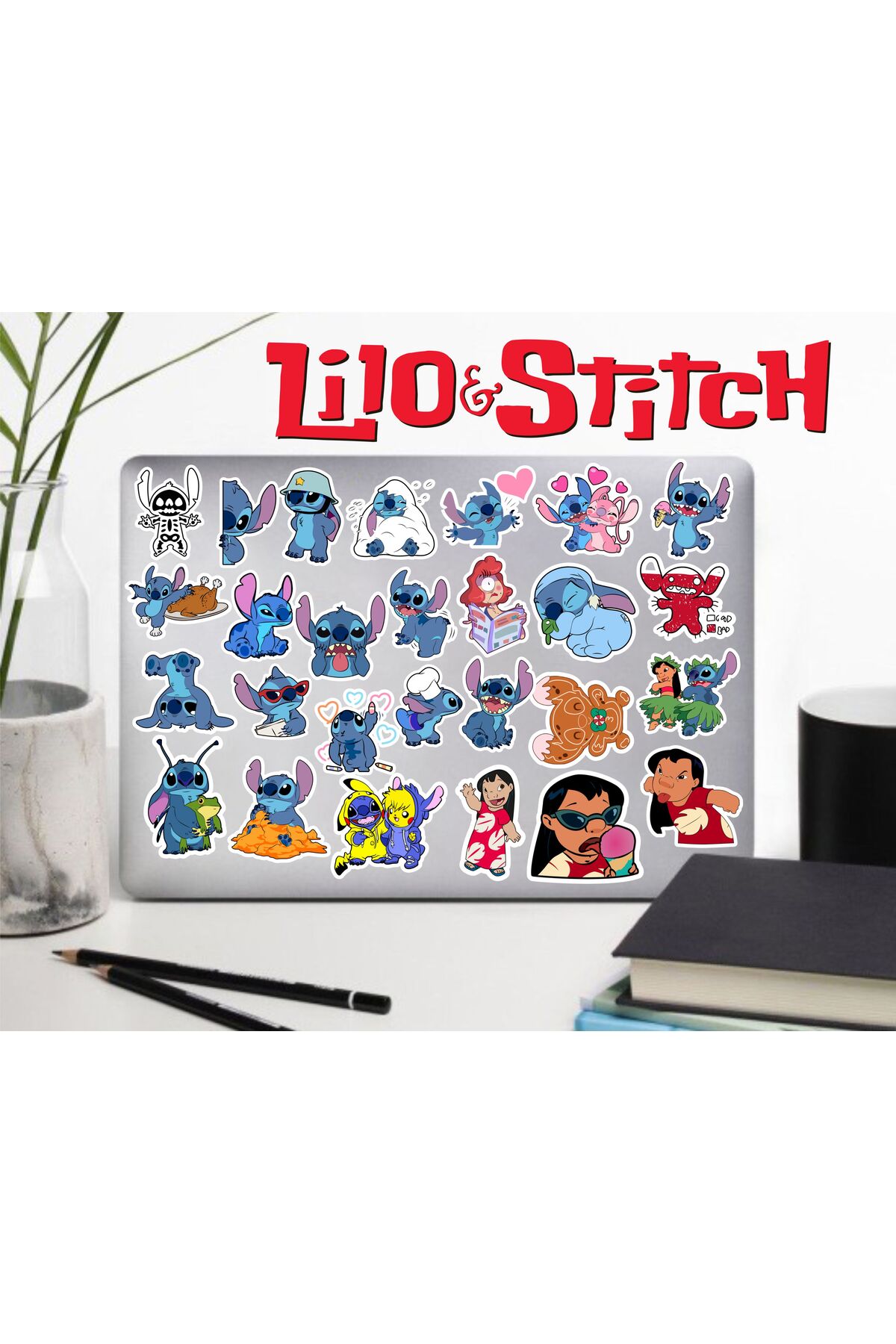 BENİMSER REKLAM Lilo & Stitch Sticker Telefon Laptop Notebook Tablet ...