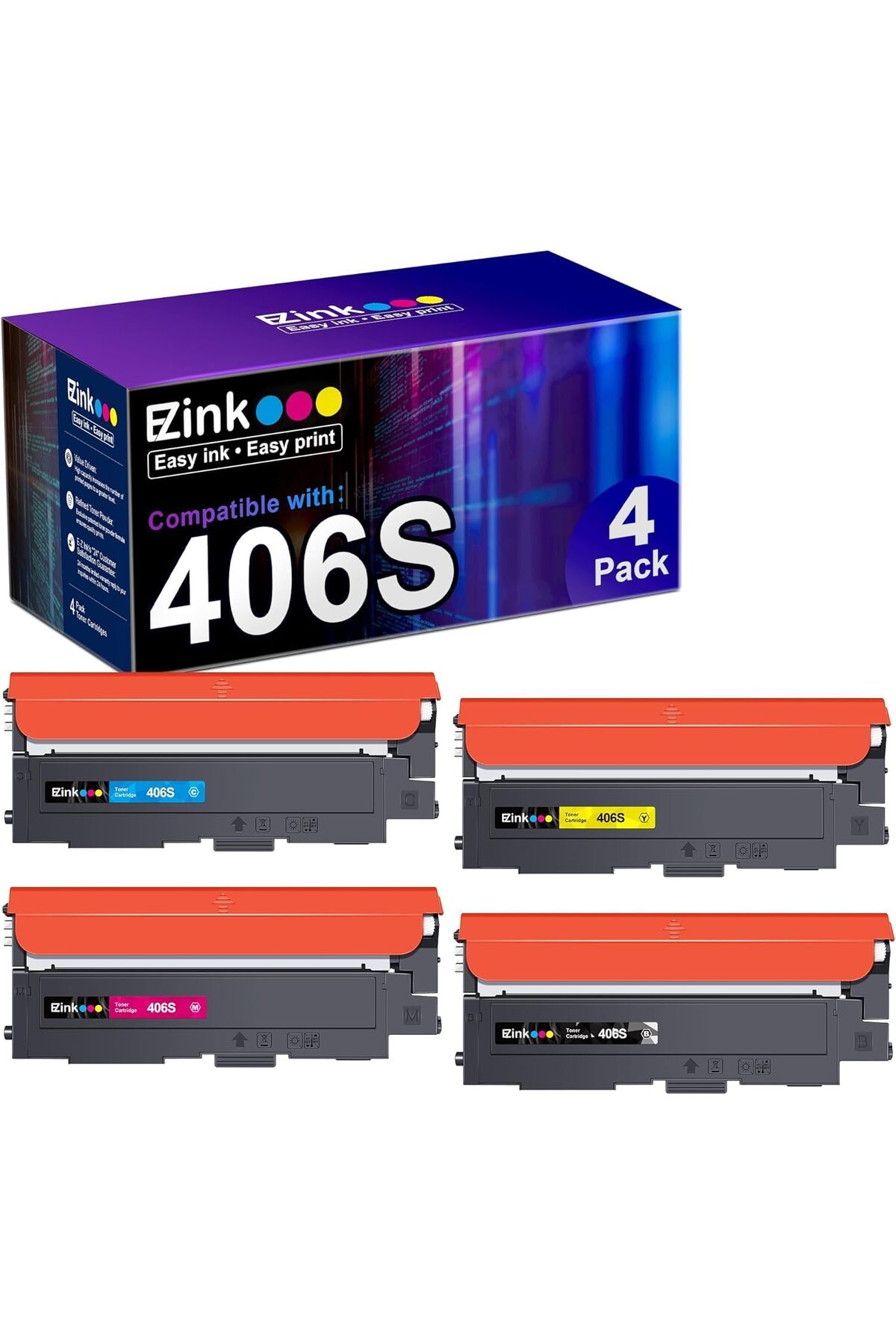 Samsung CLT-K406S CLT-C406S CLT-M406S CLT-Y406S/ Xpress C460W C410W/SET ...