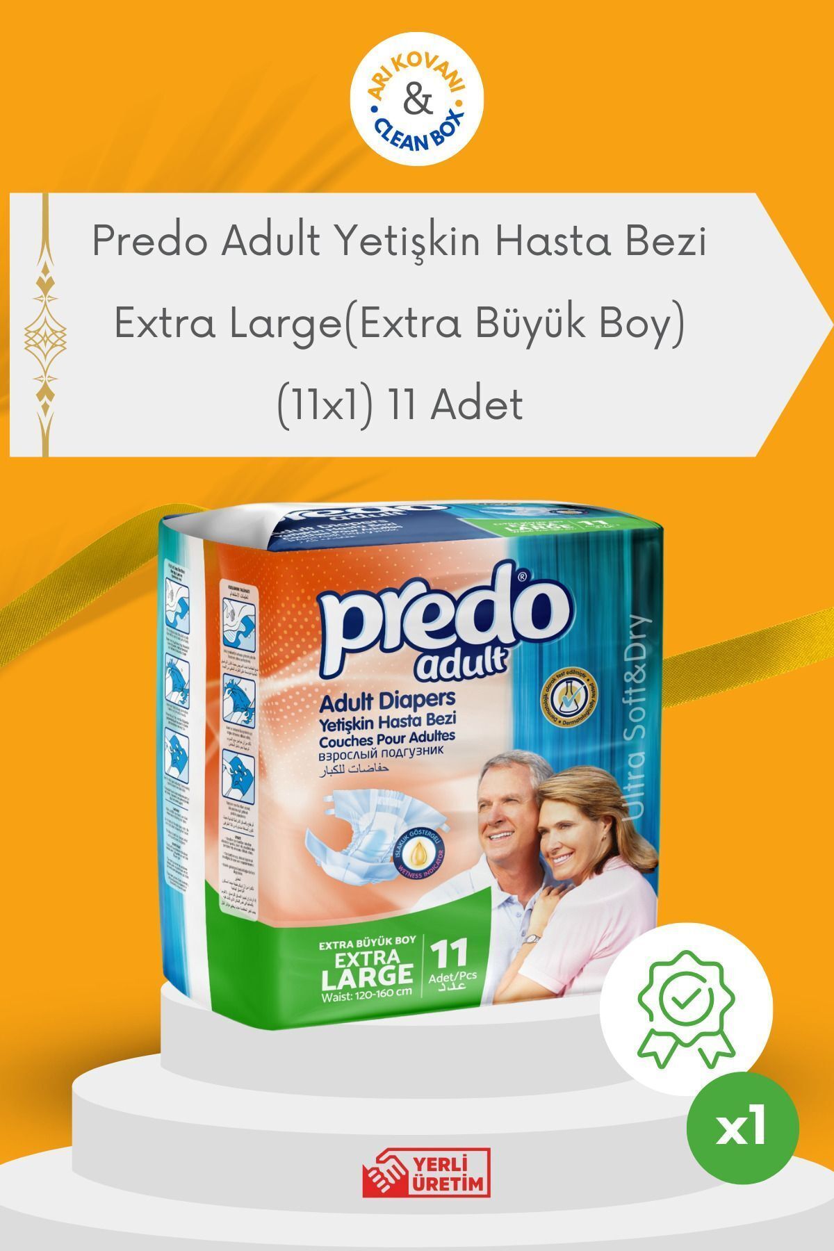 PREDO Adult Yetişkin Hasta Bezi Extra Large(Extra Büyük Boy) (11x1) 11 ...