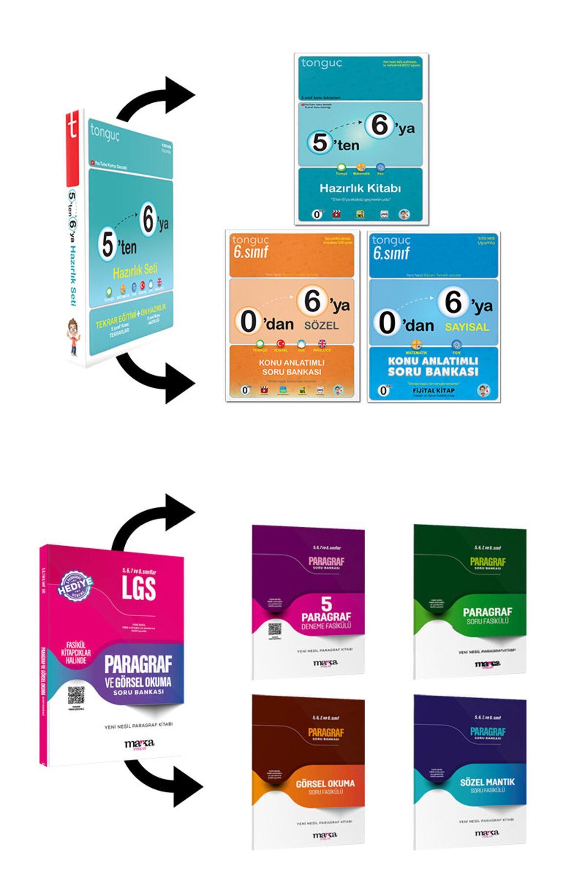 Tonguç Yayınları 5'TEN 6'YA HAZIRLIK SETİ (5 ten 6 ya Kitabı + 0 dan 6 ...