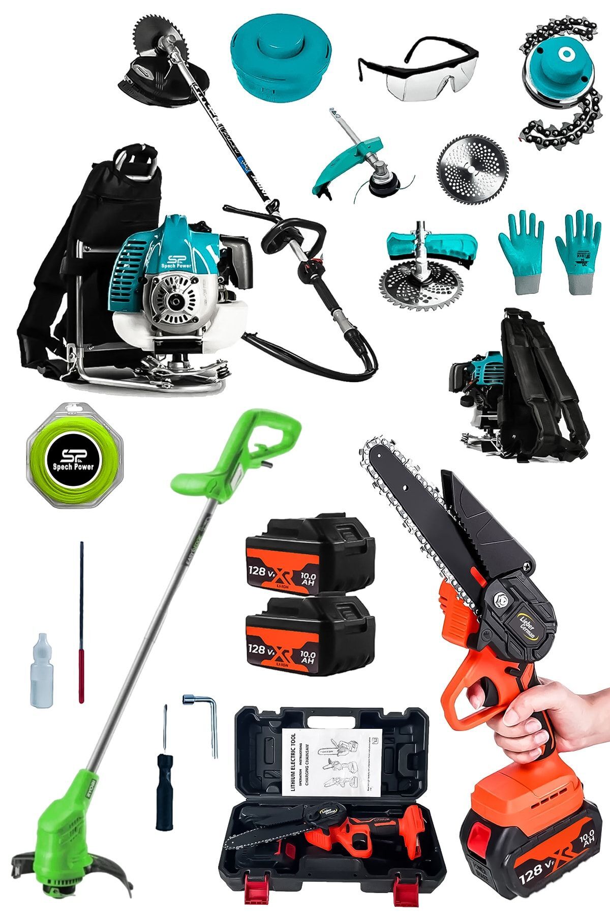 Lieber German 3 Lü Bahçe Seti 2.4 Hp Sırt Tırpan 18 V 2x Akülü Kenar ...