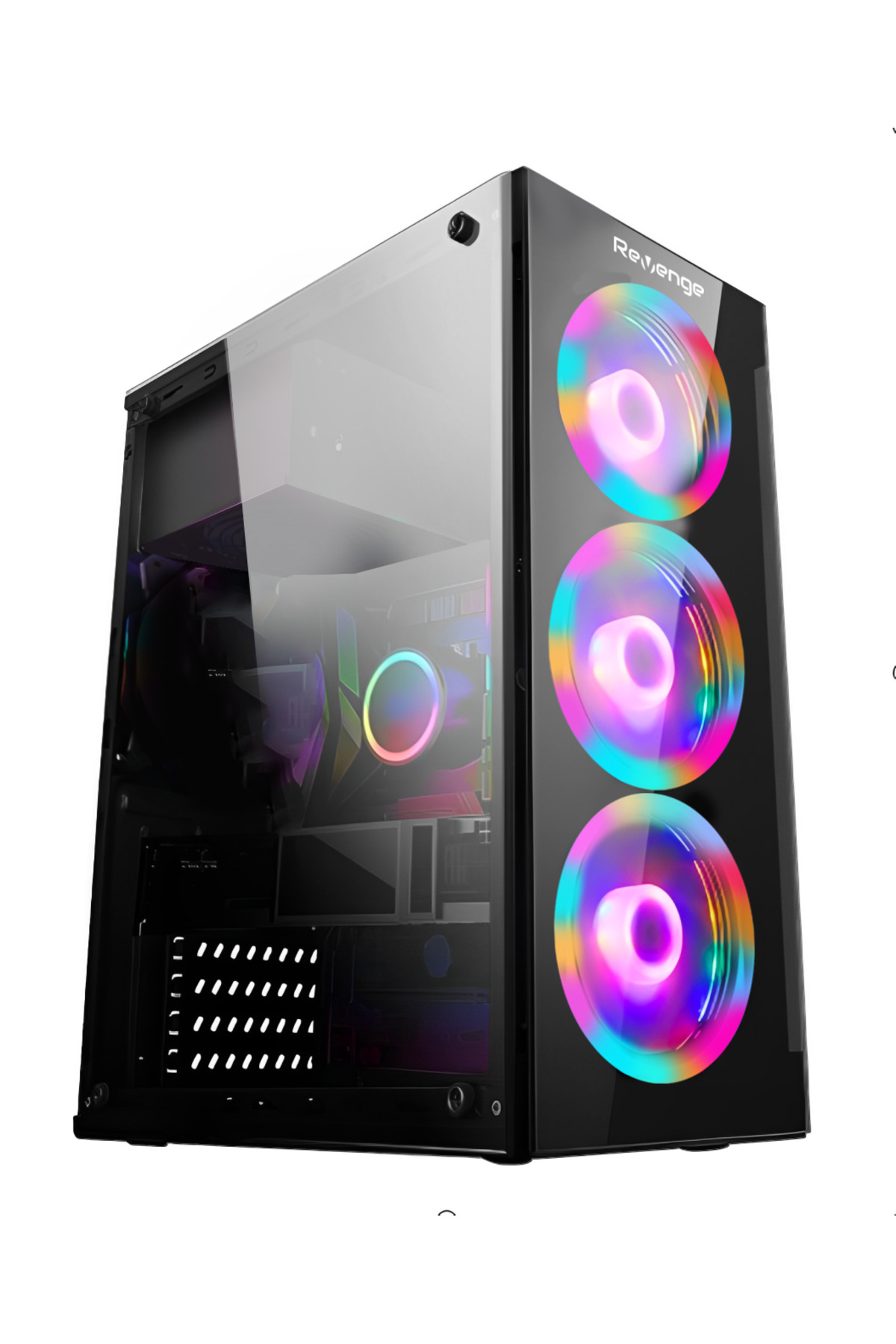 Revenge Glass 3 Rainbow Fanlı Temperli Cam Panel ATX Boş Bilgisayar ...