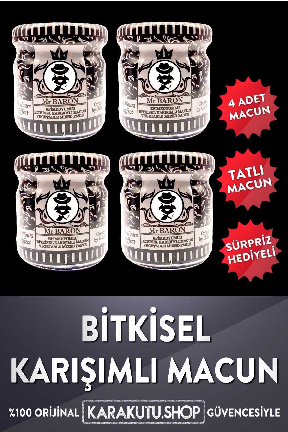 BARON Kuvvet Atom Macunu Ginsengli Bitkisel Karışımlı Macun 4x50 Gram ...